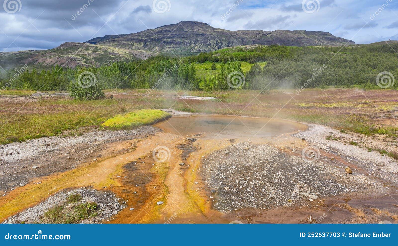View at the Geothermal Field of Geysir in Iceland Stock Image - Image ...