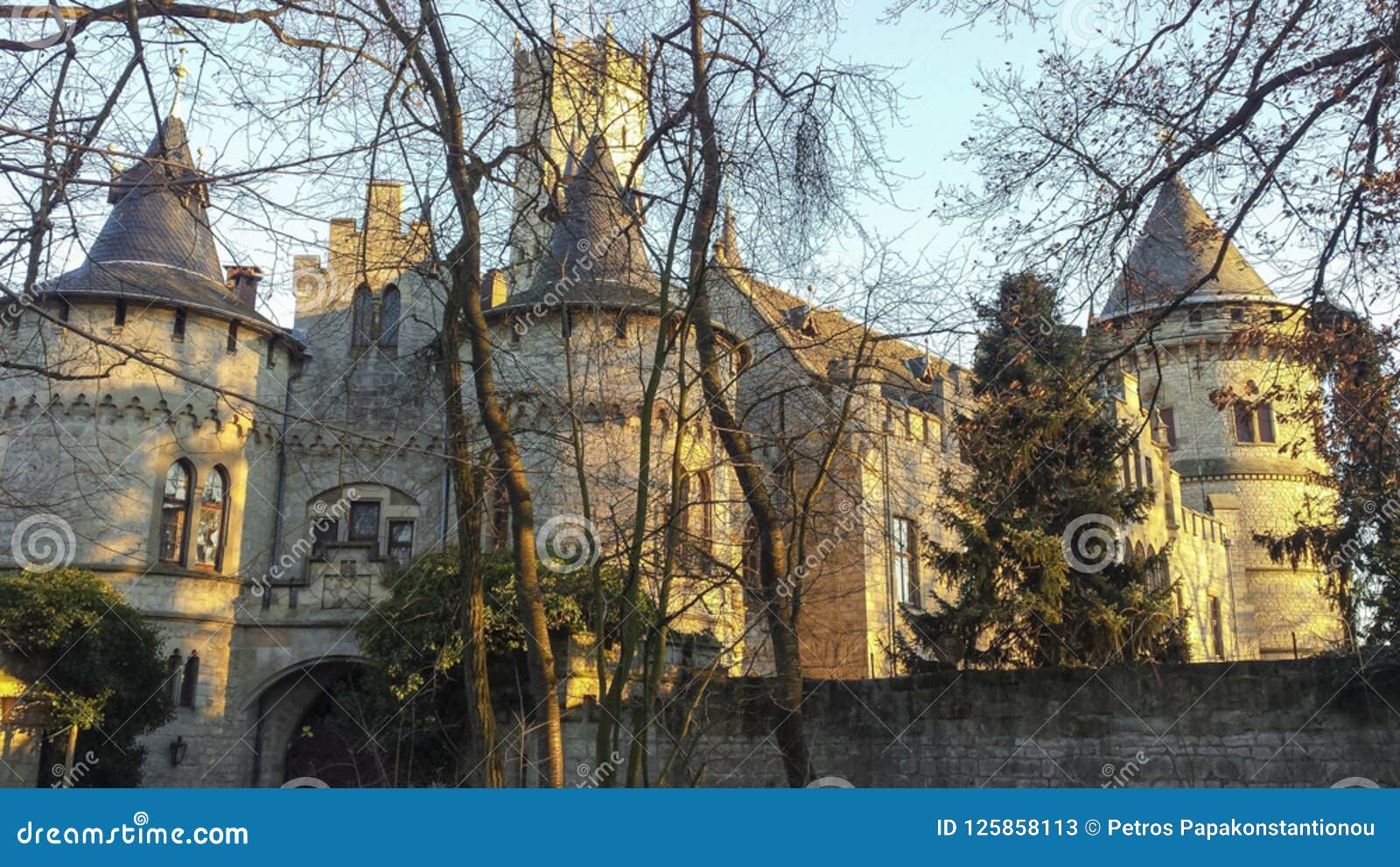 View of a German Castle Seen Behind the Trees Stock Image - Image of ...