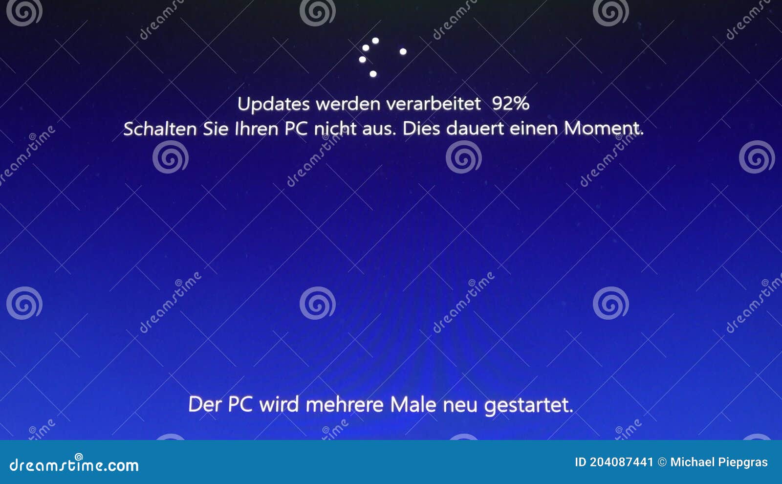 View at a German Windows 10 Update Screen during Update Progress Stock ...