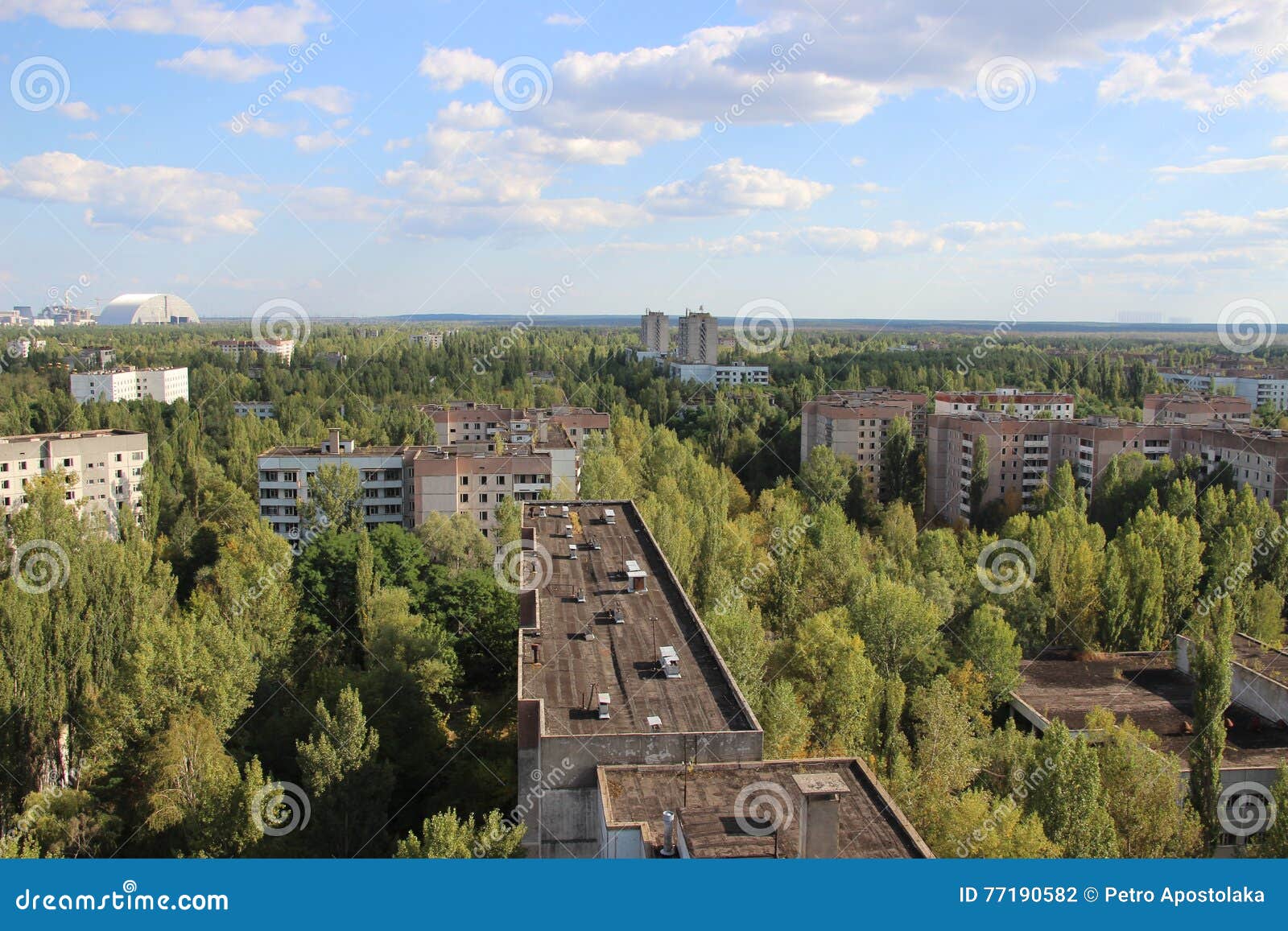 View on ghost town Pripyat stock photo. Image of building - 77190582