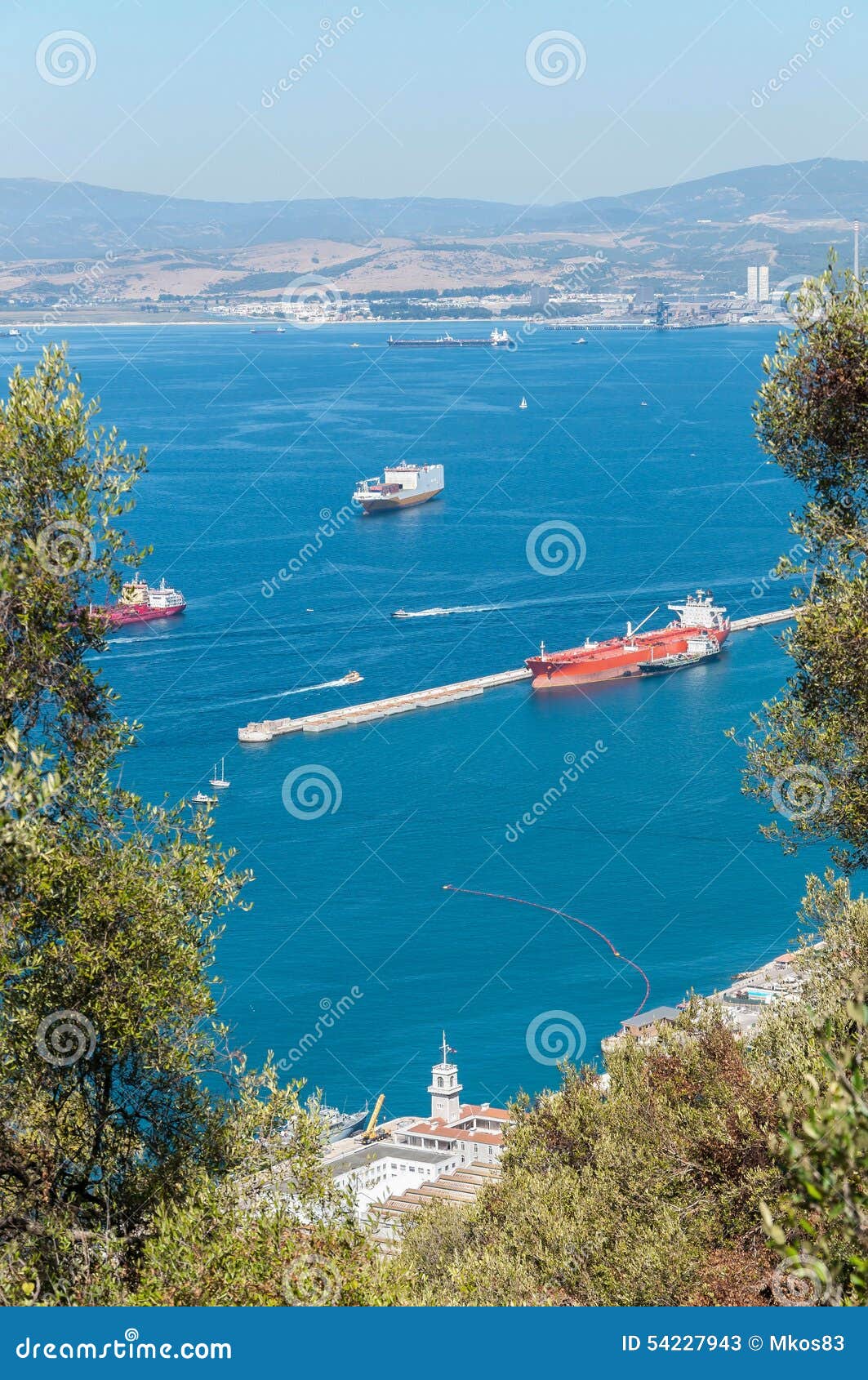 View of Gibraltar Bay stock image. Image of scenery, landscape - 54227943