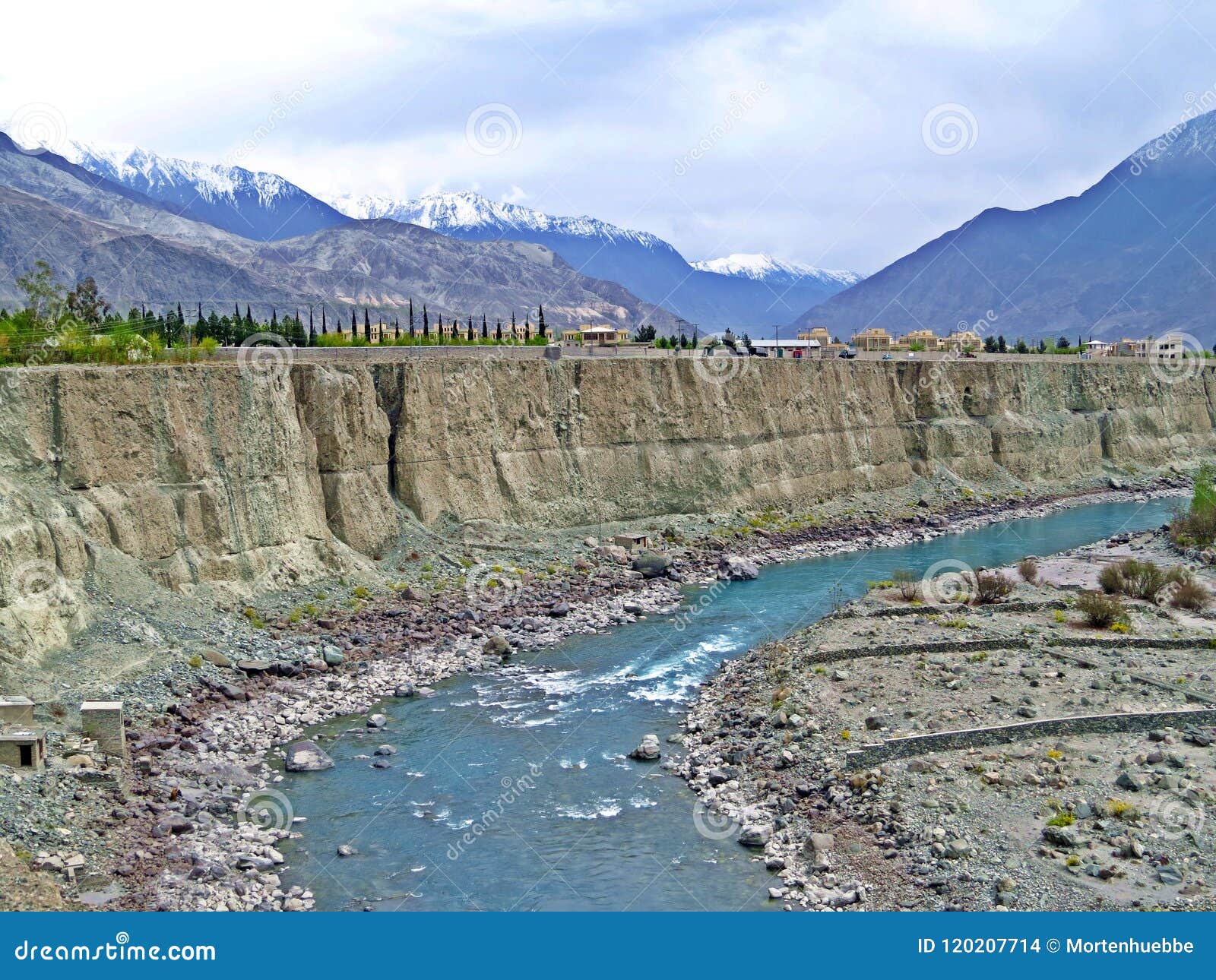 View of Gilgit River, Near Town of Gilgit, Pakistan Stock Photo - Image ...