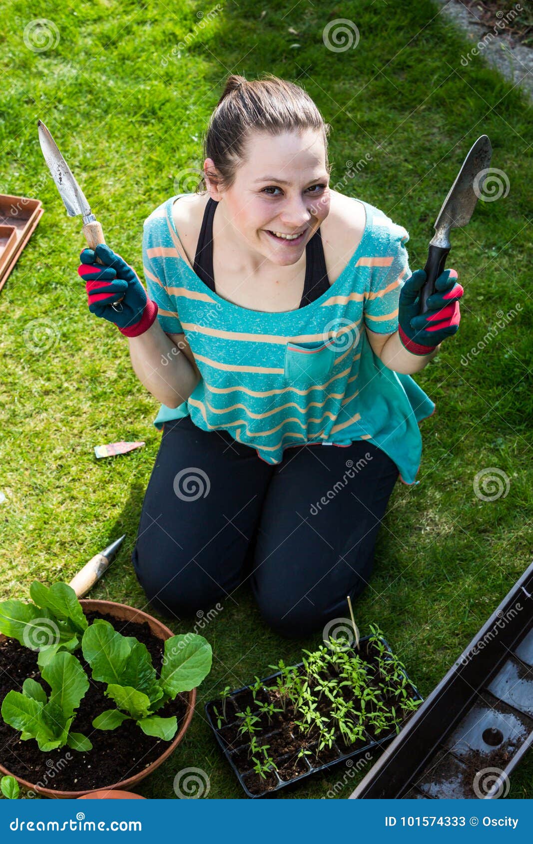 View of a Girl Working in the Backyard Stock Image - Image of organic ...
