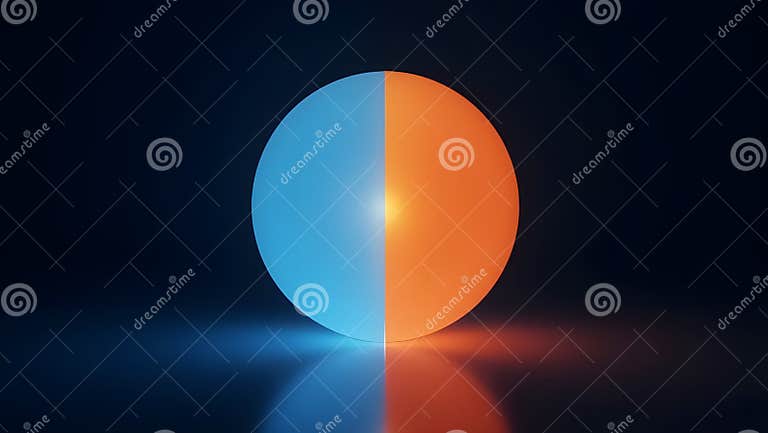 A Glowing Sphere Split into Two Halves, One Cold and One Warm ...