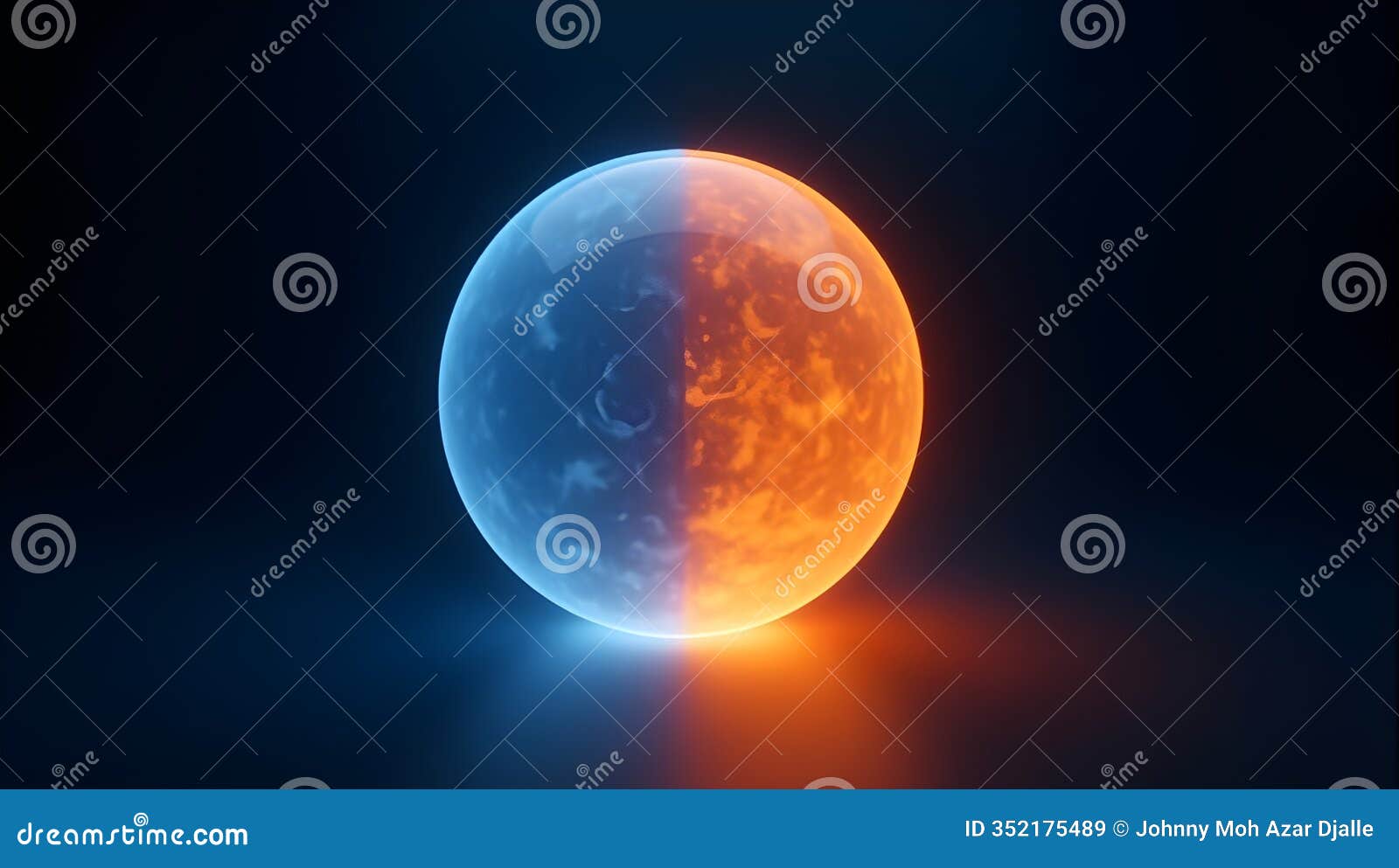 A Glowing Sphere Split into Two Halves, One Cold and One Warm ...