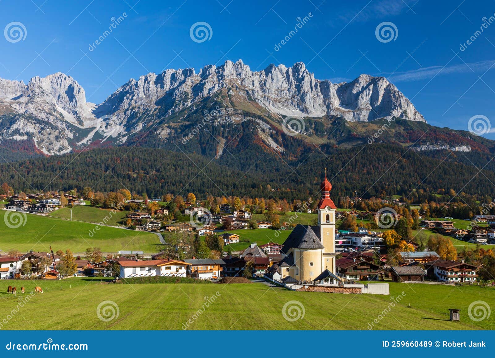 View of Going in Front of Wilder Kaiser Mountains Stock Image - Image ...