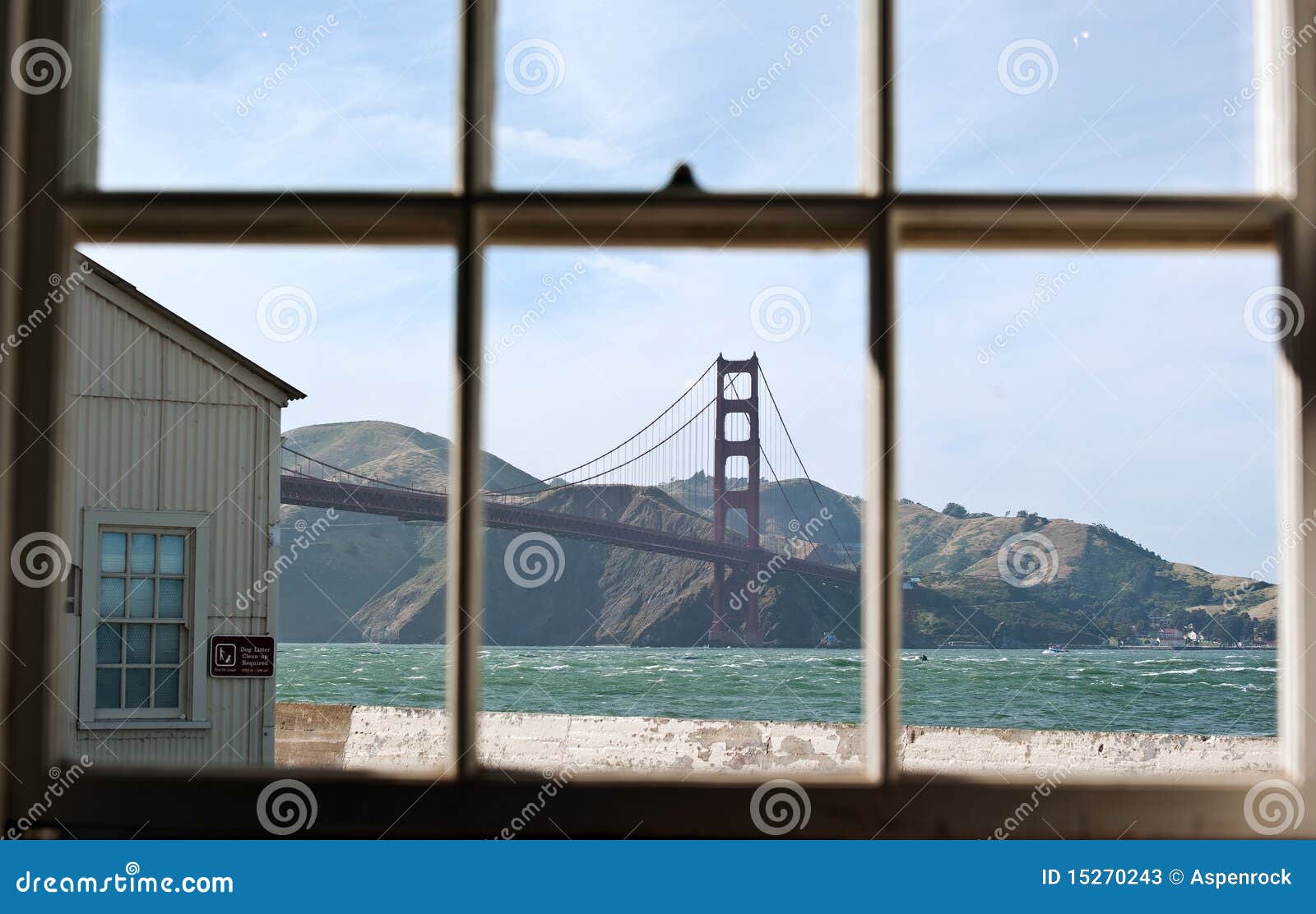 View of the Golden Gate Bridge Stock Image - Image of frame, window ...