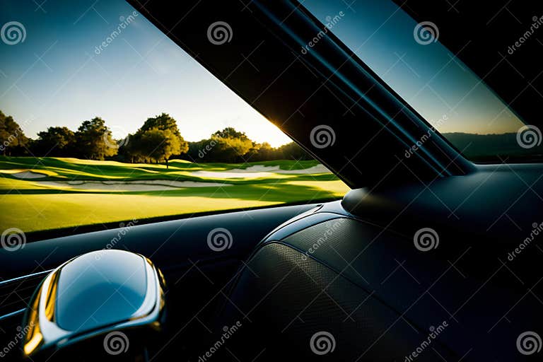 A View of a Golf Course from Inside a Car. Generative AI Stock ...