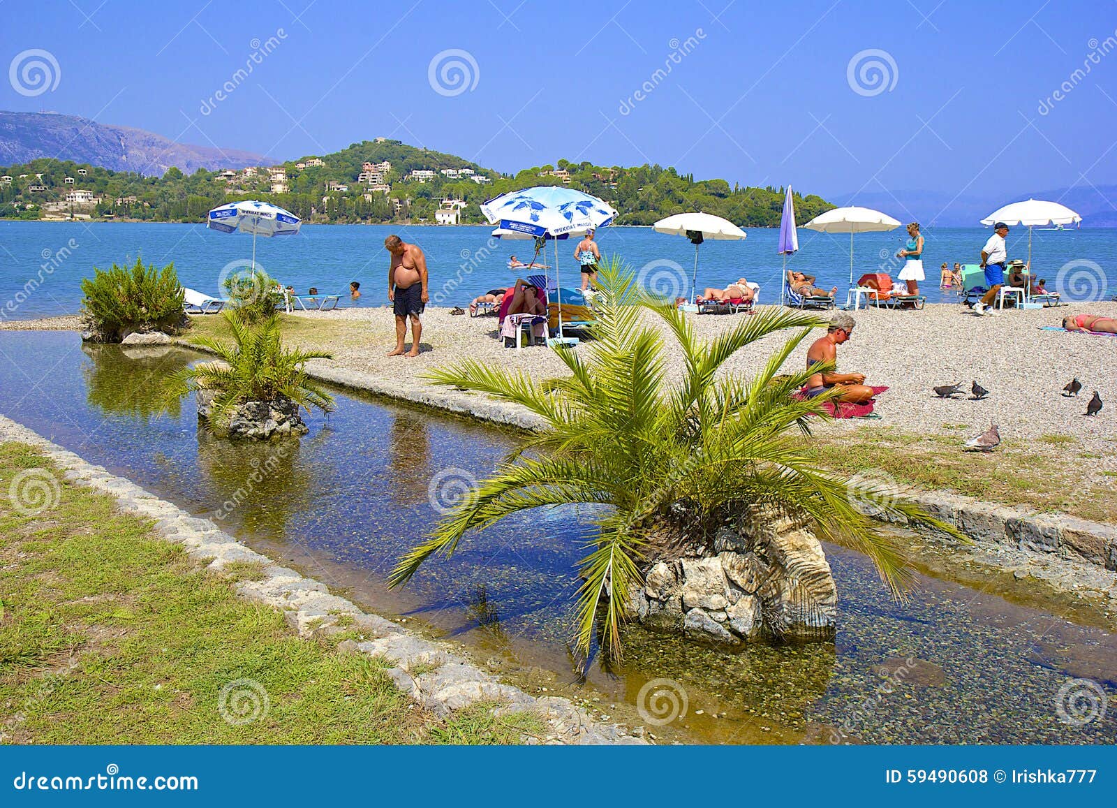View of Gouvia Beach, Corfu, Greece Editorial Stock Photo - Image of ...