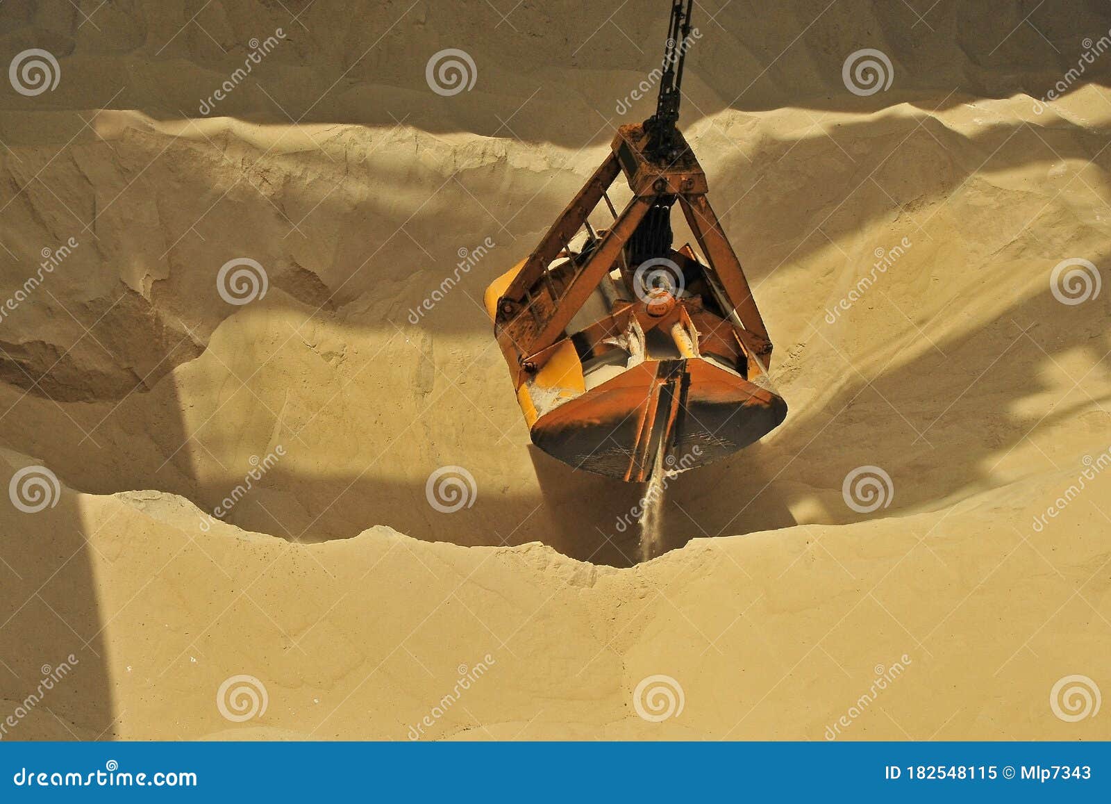View of Grab Bucket Digging Sand in a Sand Pit Stock Image - Image of ...