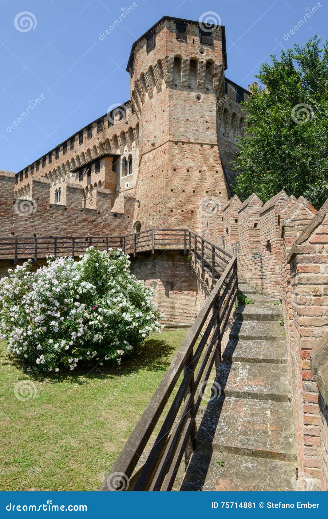 View of Gradara Castle on Marche Stock Image - Image of fortification ...