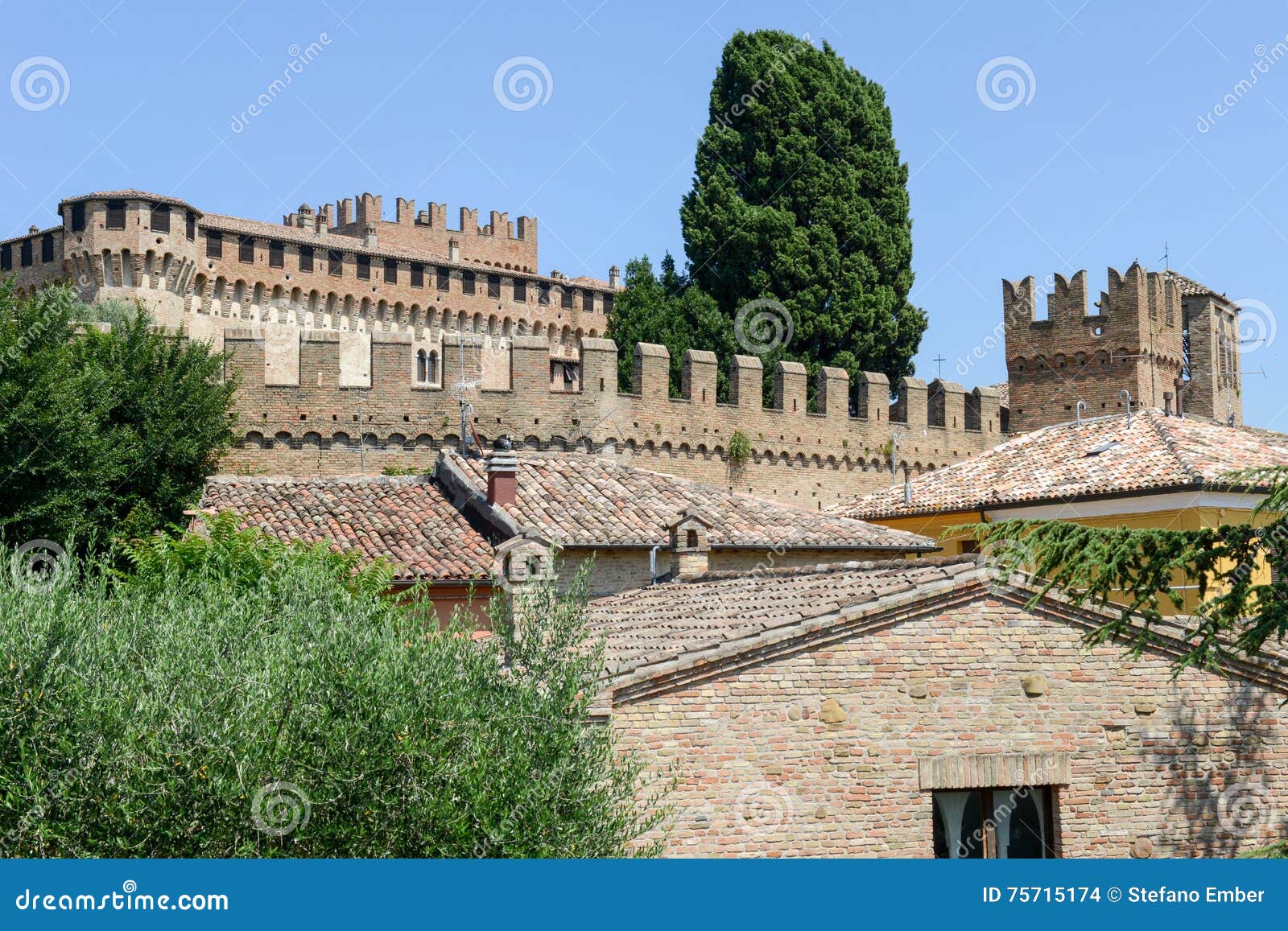 View of Gradara Castle on Marche Stock Photo - Image of landmark ...
