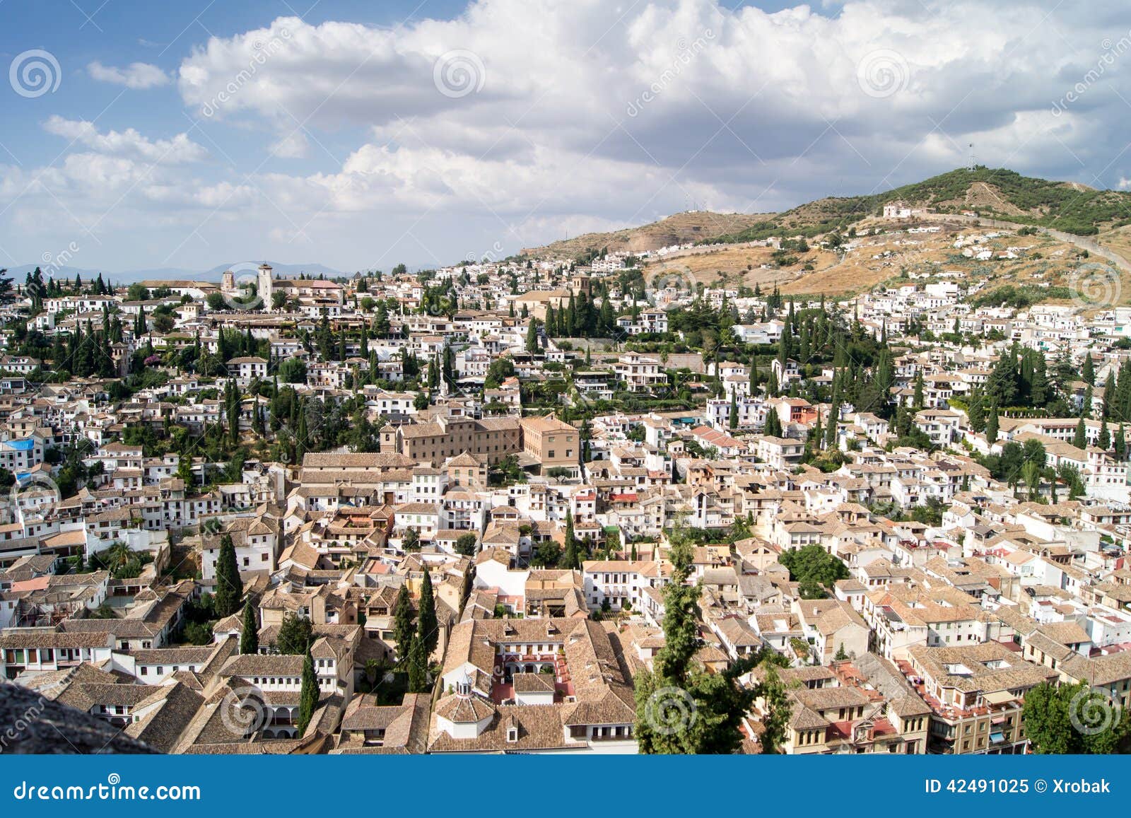 View of Granada from the Alhambra Stock Image - Image of cityscape ...