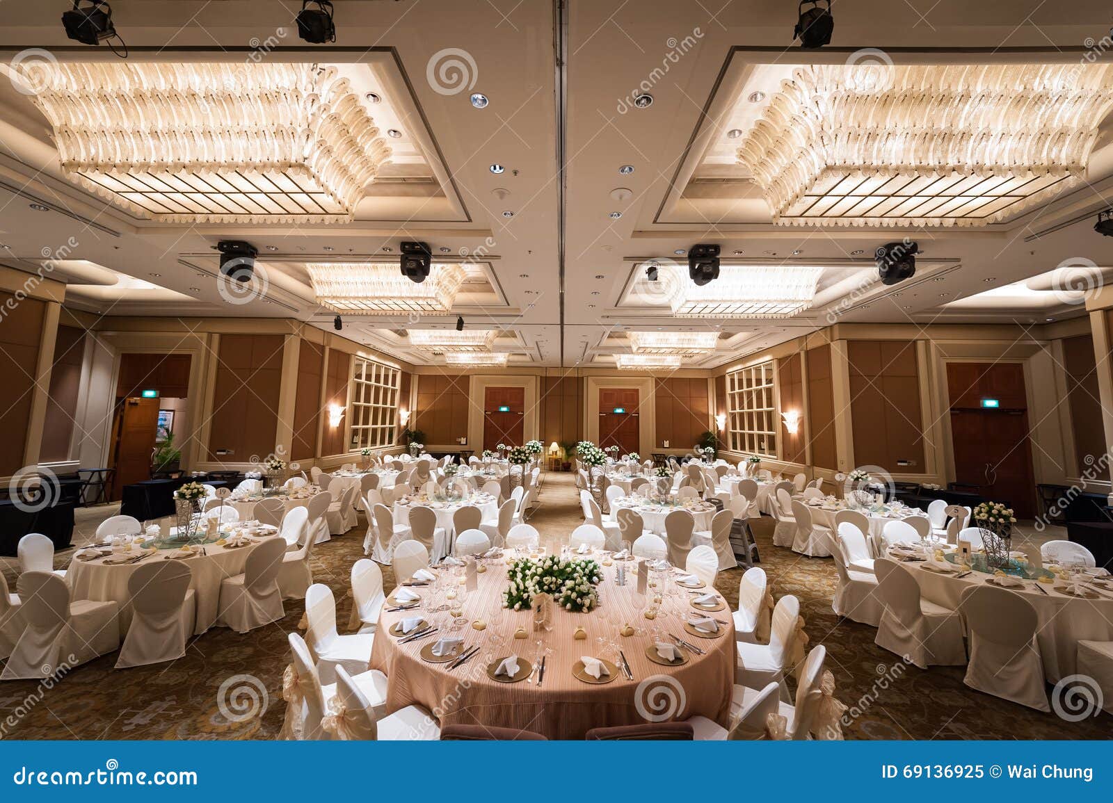 View of Grand Wedding Banquet Setup Stock Image - Image of floral ...