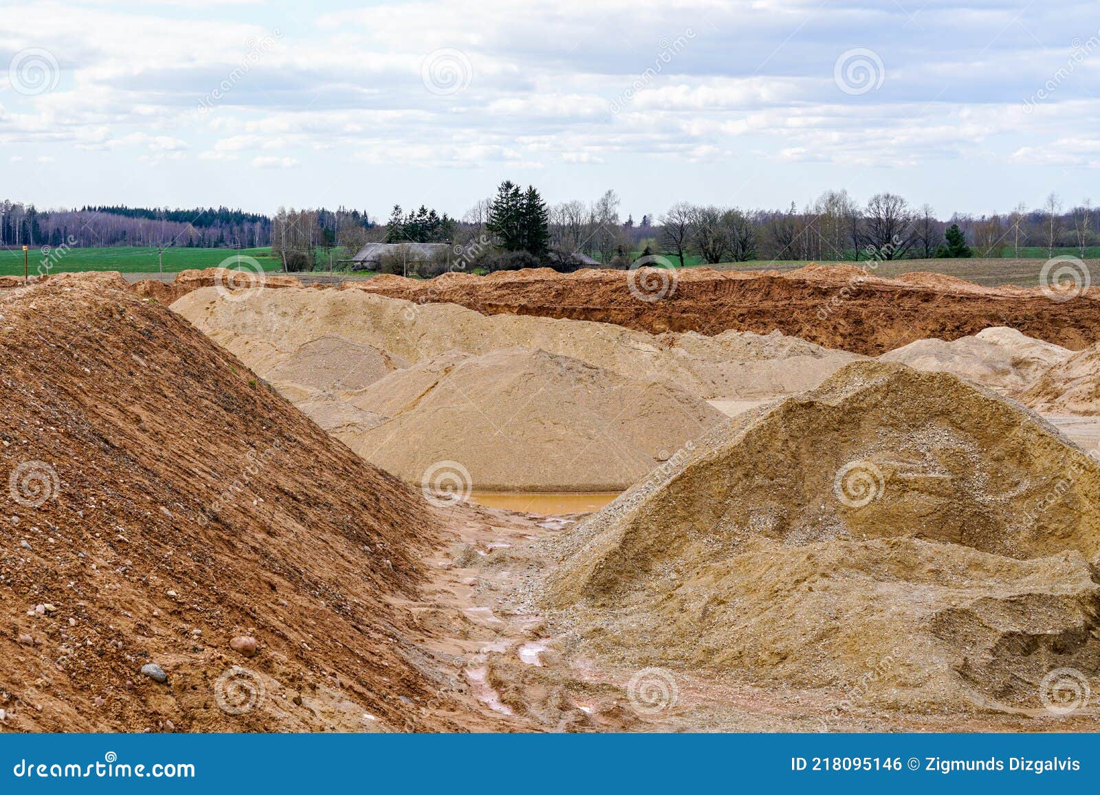 View of a Gravel and Pebble Quarry with Piles of Materials Stock Photo ...