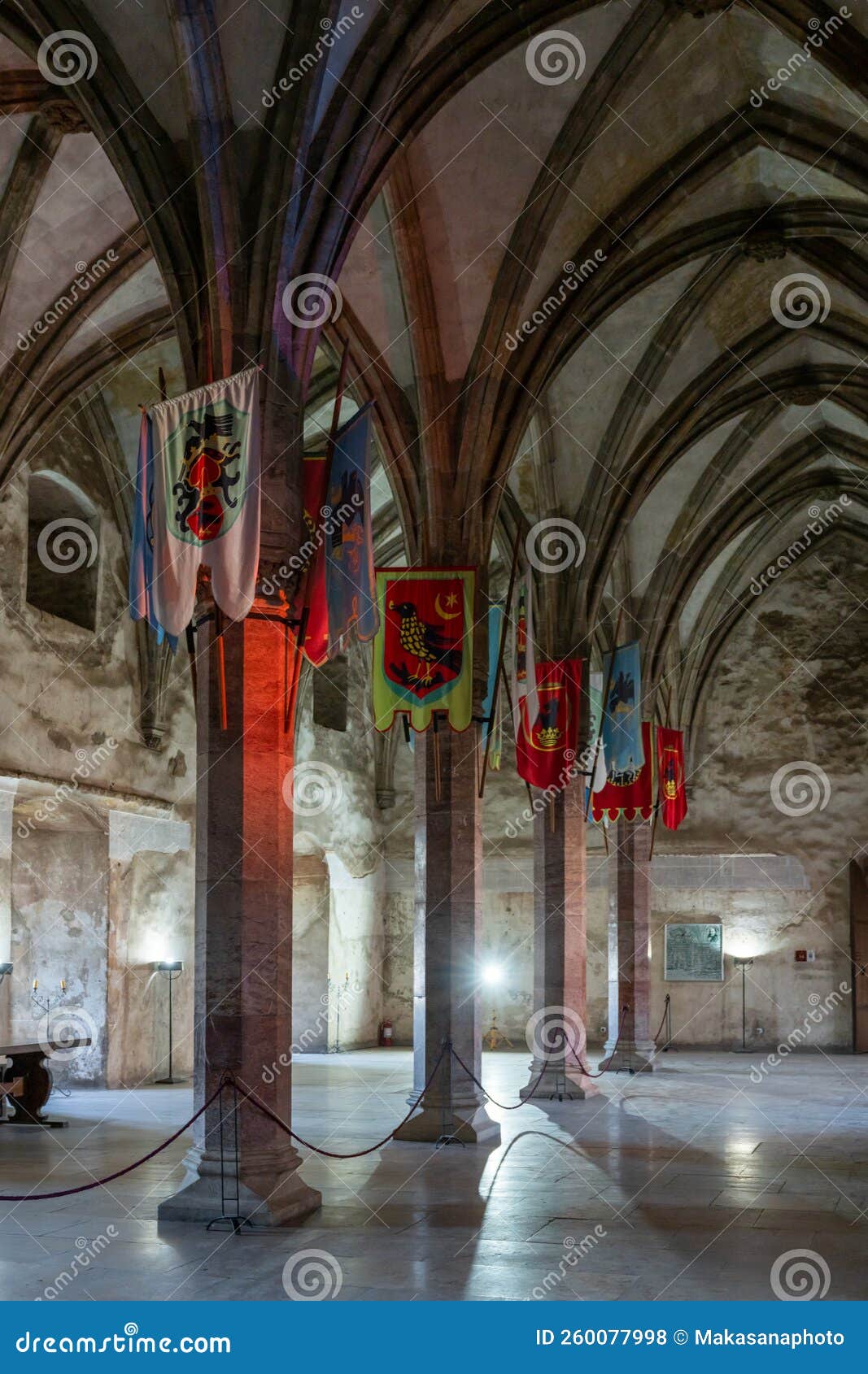 View of the Great Hall Inside the Hunedoara Castle with Medieval ...