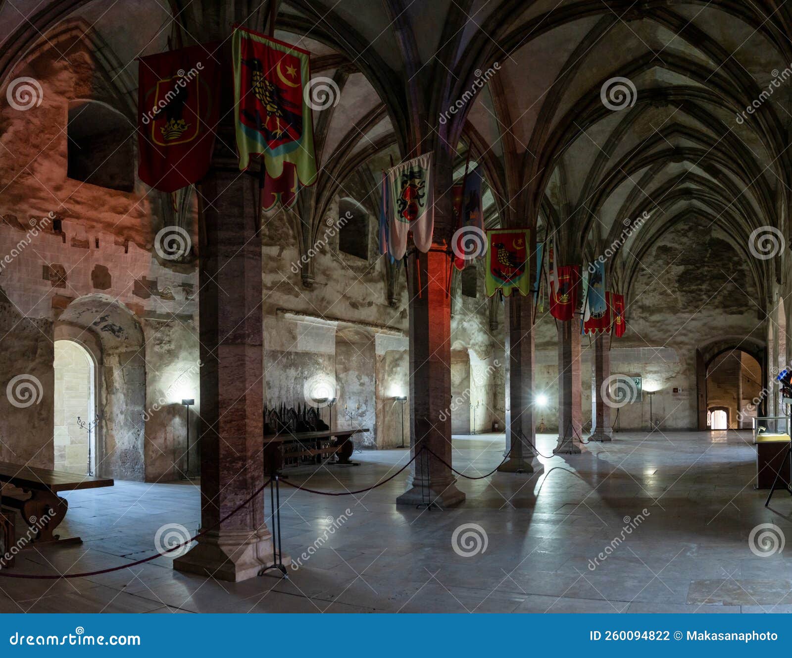 View of the Great Hall Inside the Hunedoara Castle with Medieval ...