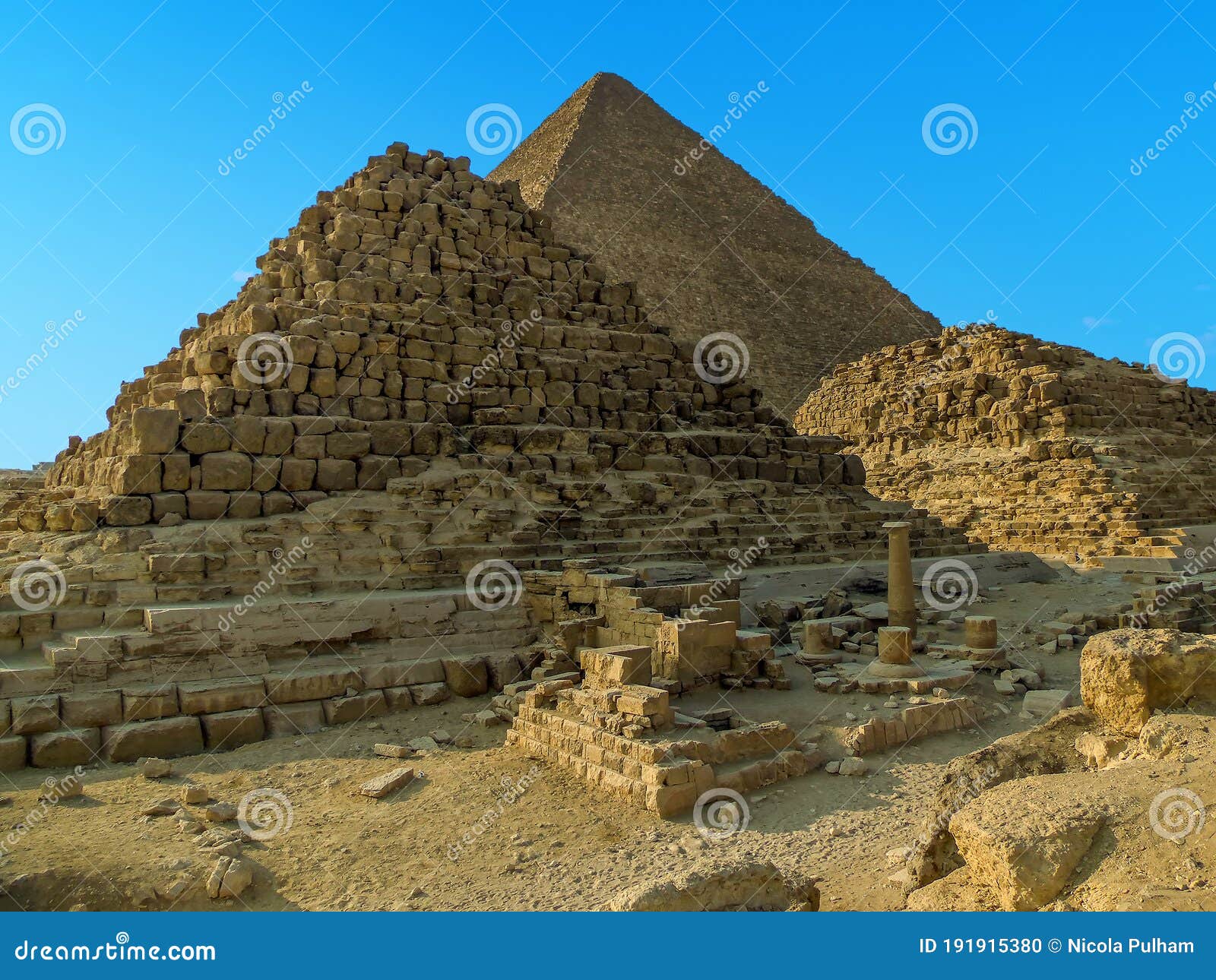 A View of the Great Pyramid at Giza, Egypt with Small Burial Step ...