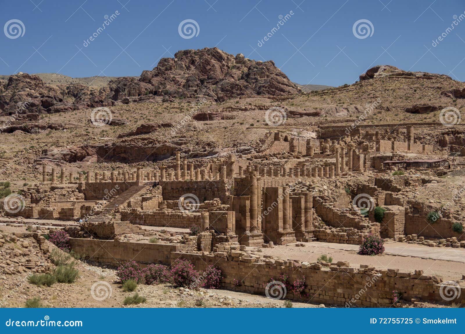 View of the Great Temple and Arched Gate in Ancient City Petra, Stock ...
