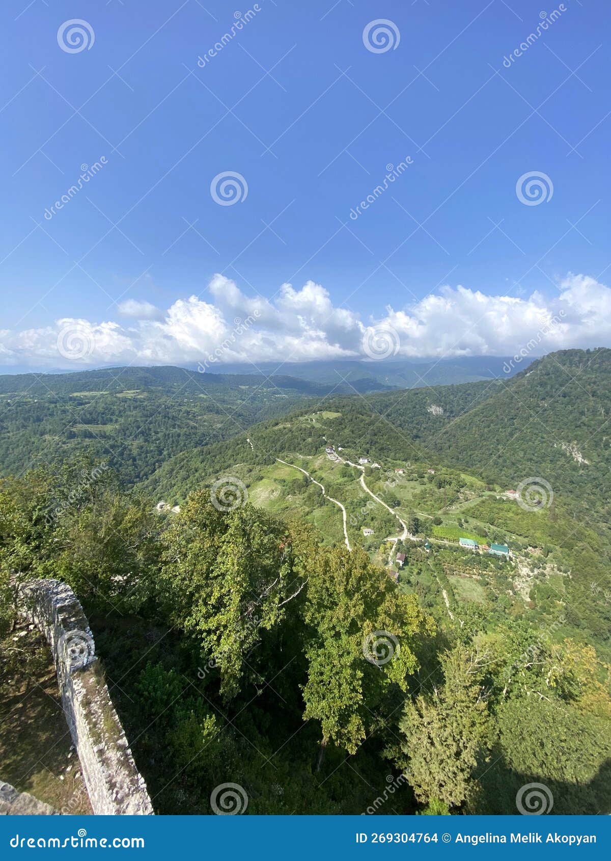 View from the Green Top of the Mountain. Overview of Mountains and Sky ...