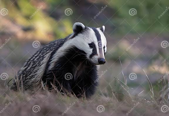 A view of a Grey Badger stock illustration. Illustration of gerbil ...