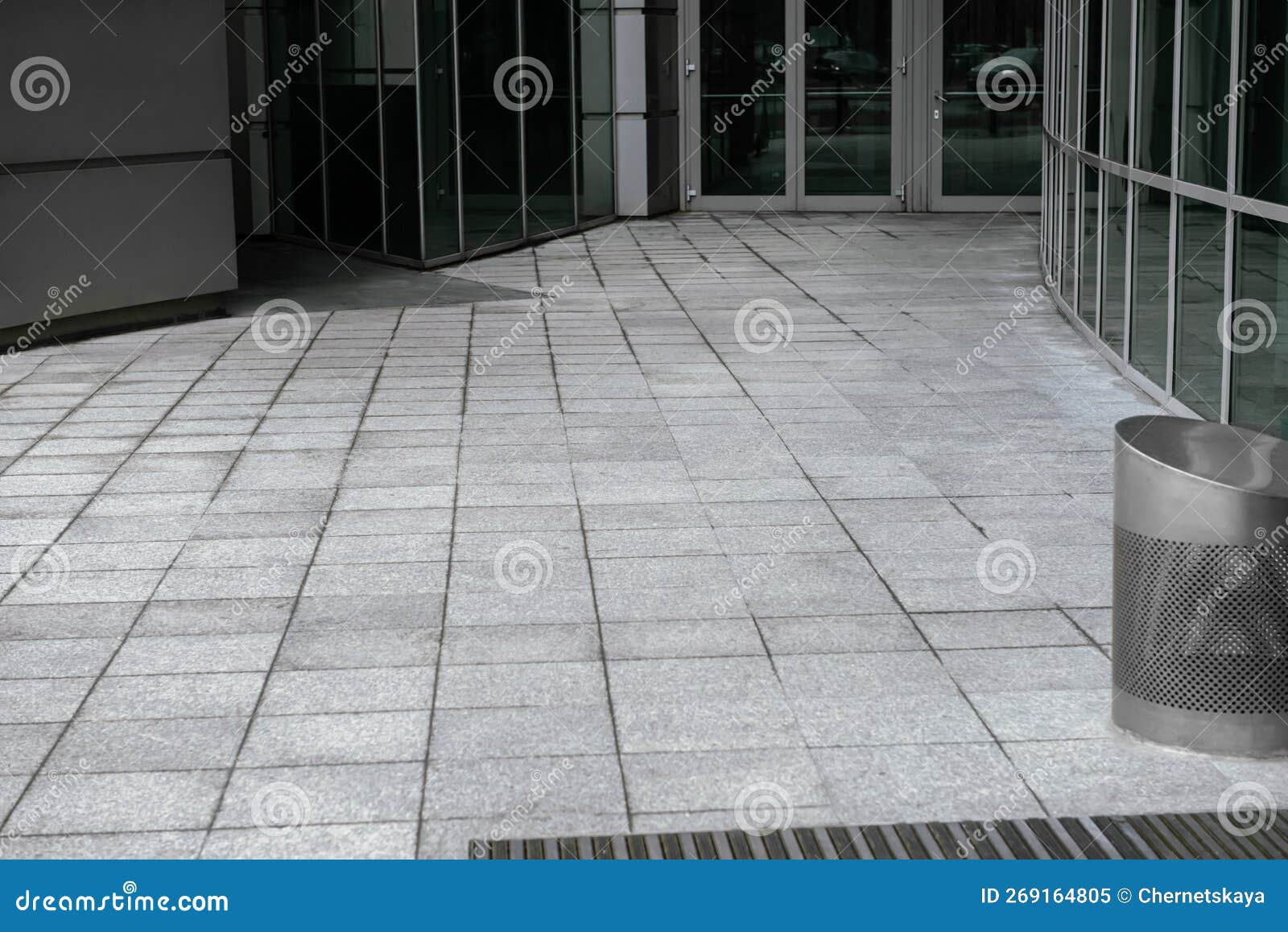 View on Grey Sidewalk Near Building. Footpath Covering Stock Image ...