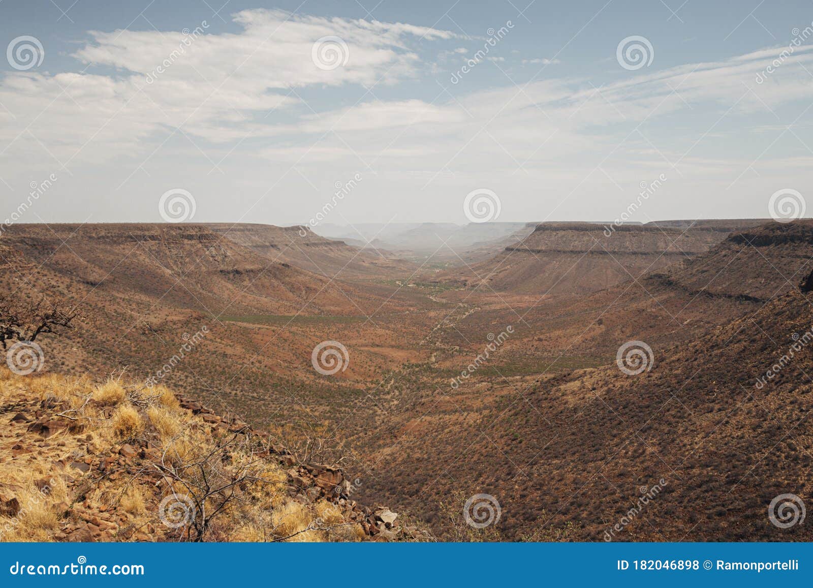 View from Grootberg Plateau into the Valley of the Klip River. Namibia ...