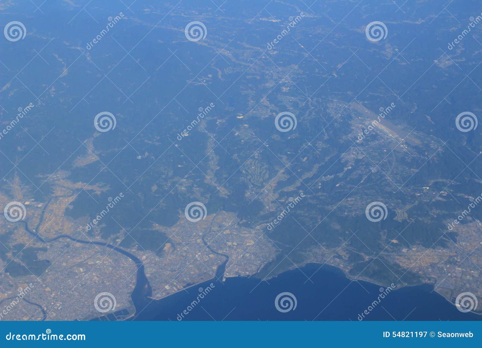 View of the Ground from Airplane Window Stock Image - Image of ...