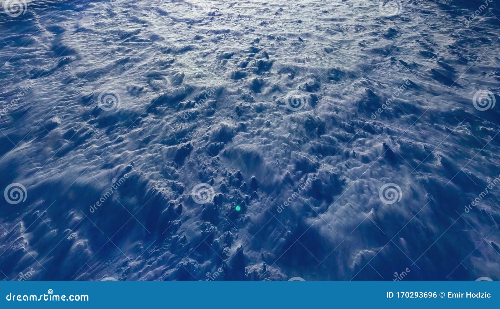 View of the Ground during Epic Winter Season with Snow and Wind Blowing ...