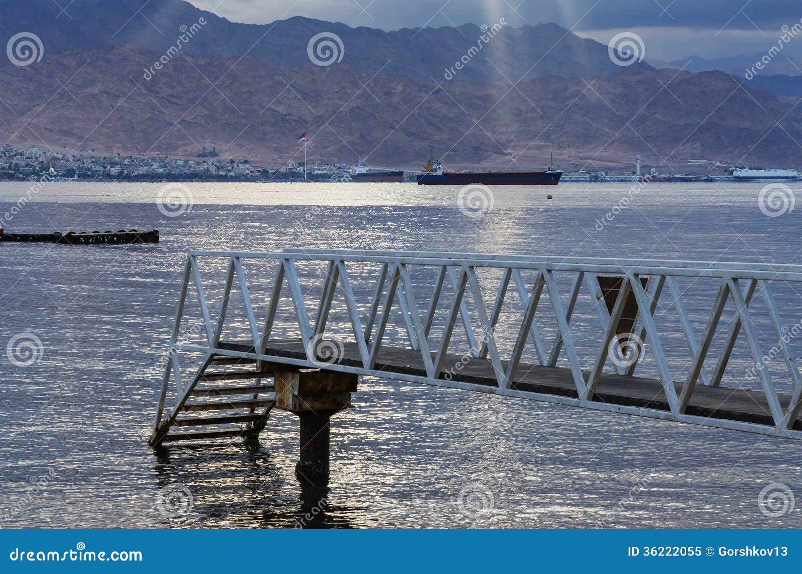 View on the Gulf and Port of Aqaba Stock Image - Image of pier, marine ...