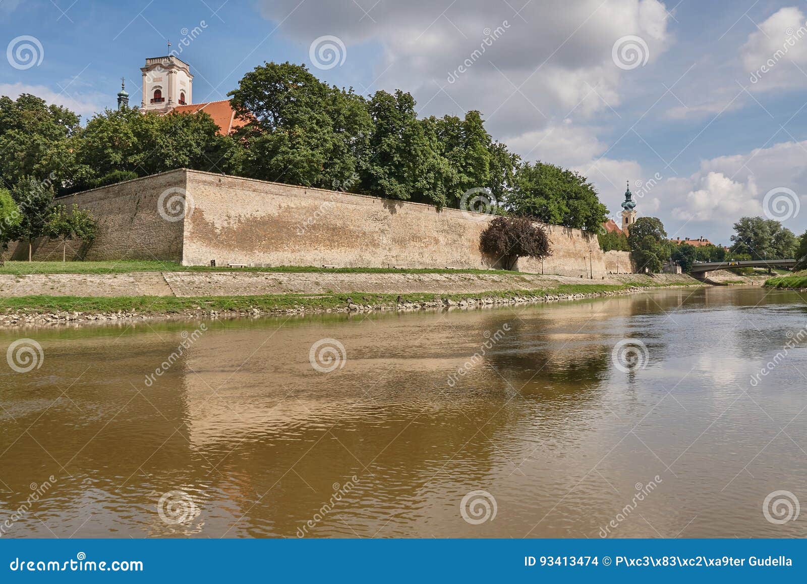 View in Gyor from the Raba River Stock Photo - Image of castle ...