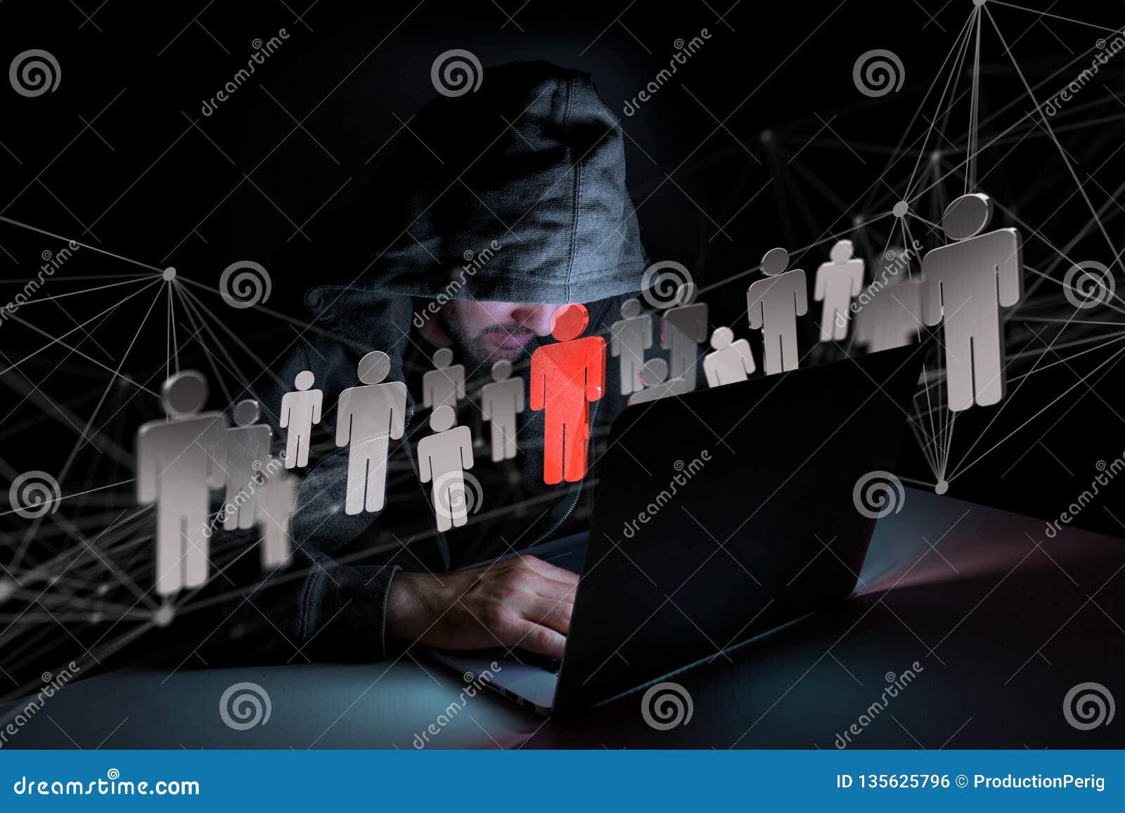Hacker Man in the Dark Using Computer To Hack Data and Information System Stock Photo - Image of ...