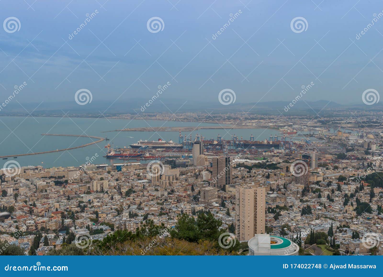 View of Haifa from the Bahai Garden Stock Photo - Image of view ...