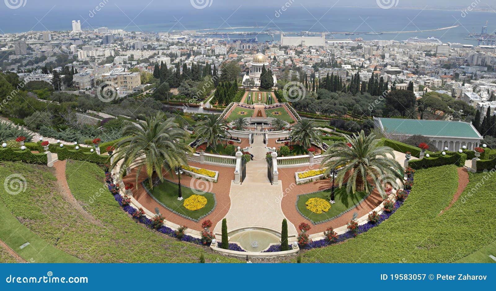 View of Haifa with the Bahai Gardens. Israel. Stock Image - Image of ...