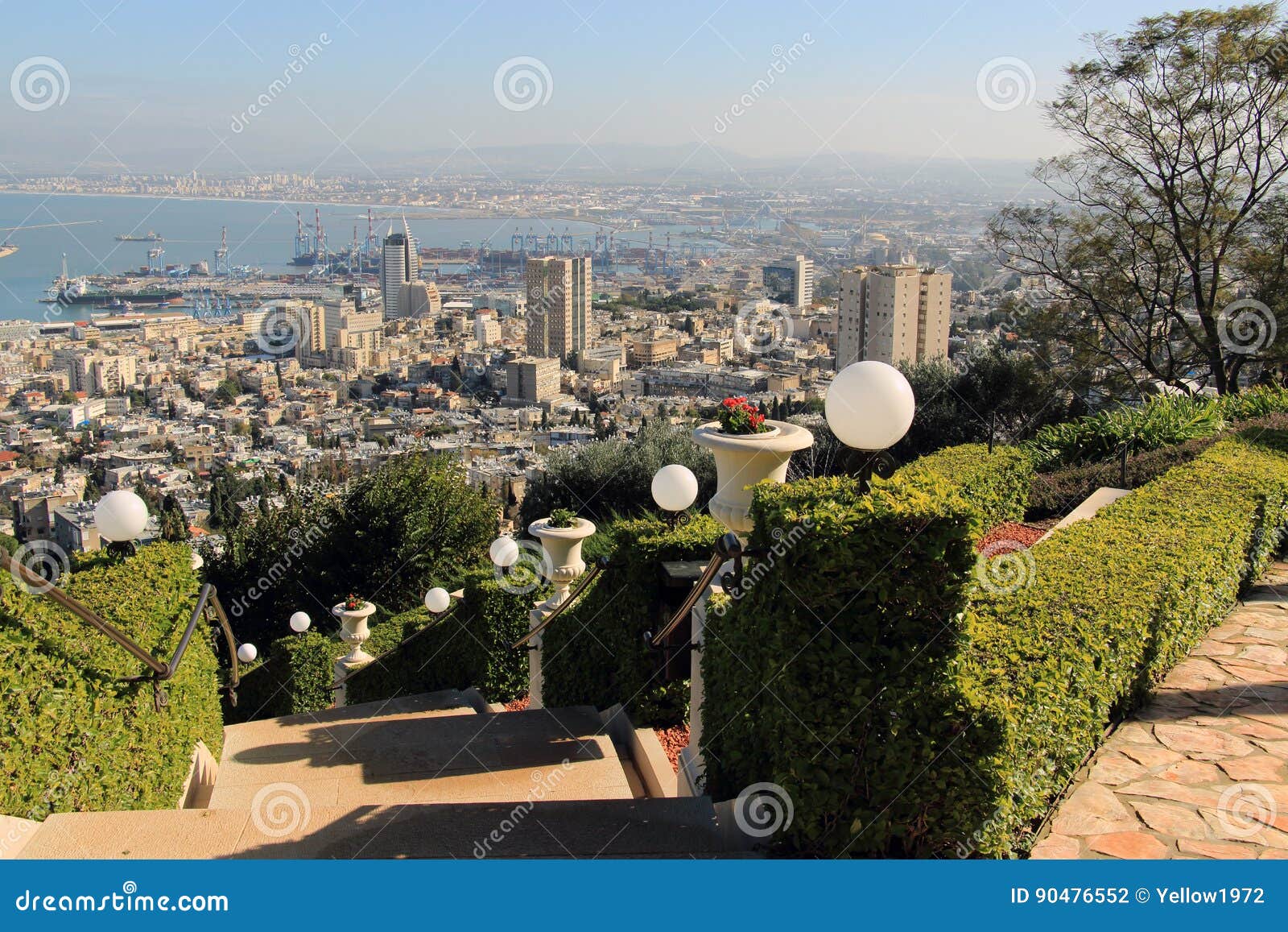 View of Haifa from Bahai Gardens. Israel Editorial Photography - Image ...