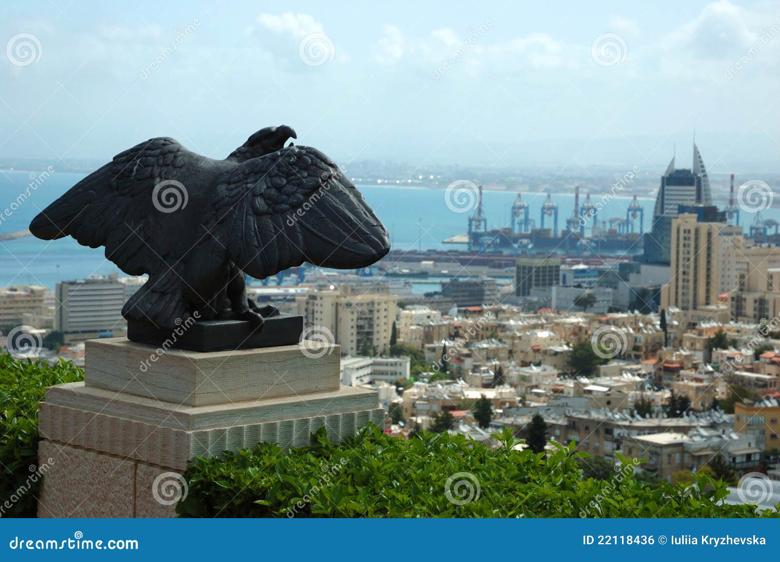 View of Haifa City and Eagle Statue,Israel Stock Photo - Image of ...