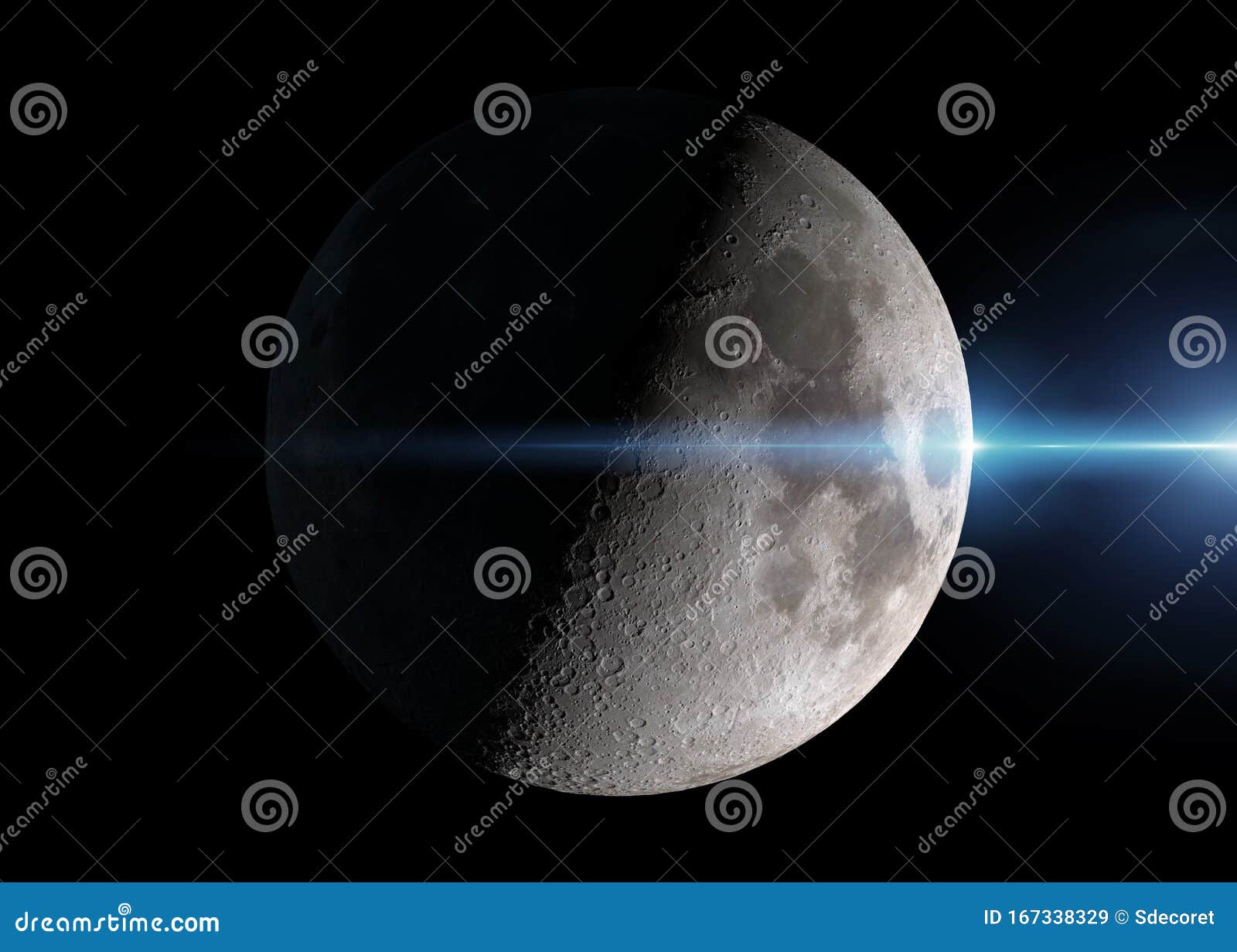 View of an Half Moon in Space with Stars 3D Rendering Elements of this ...