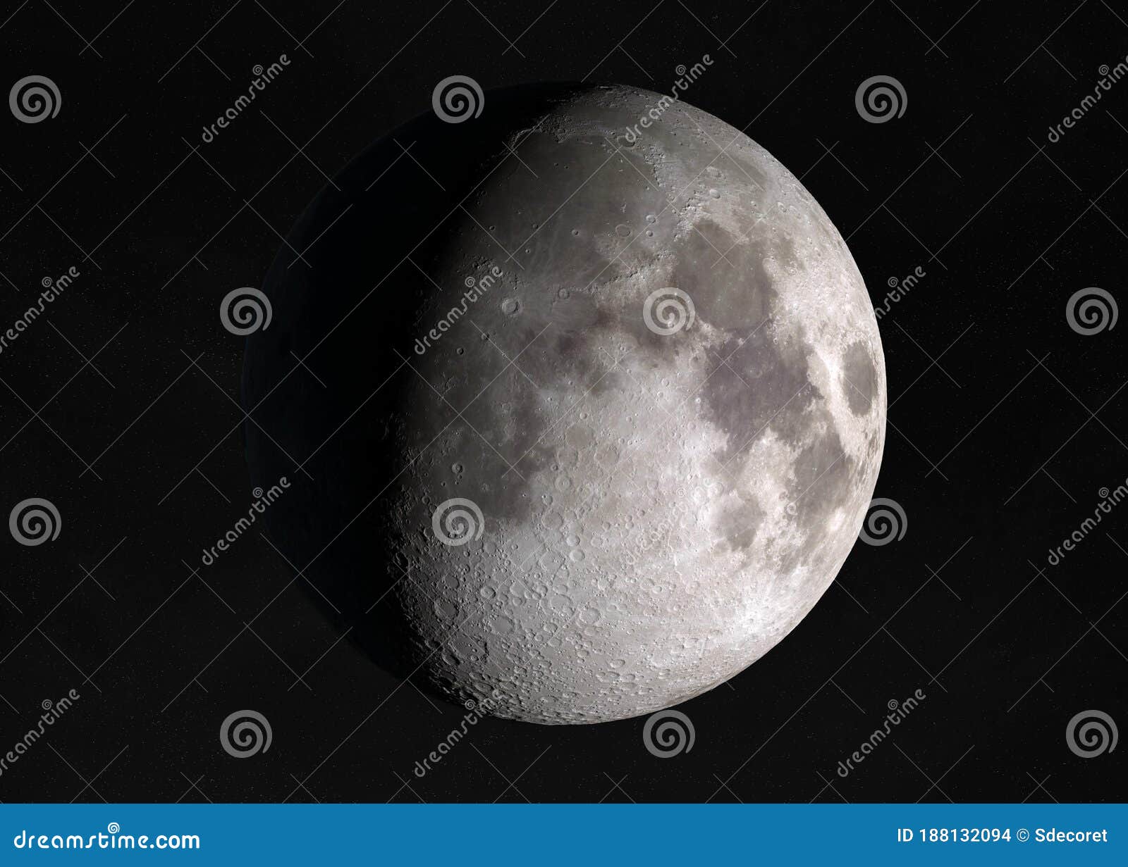 View of an Half Moon in Space with Stars 3D Rendering Elements of this ...