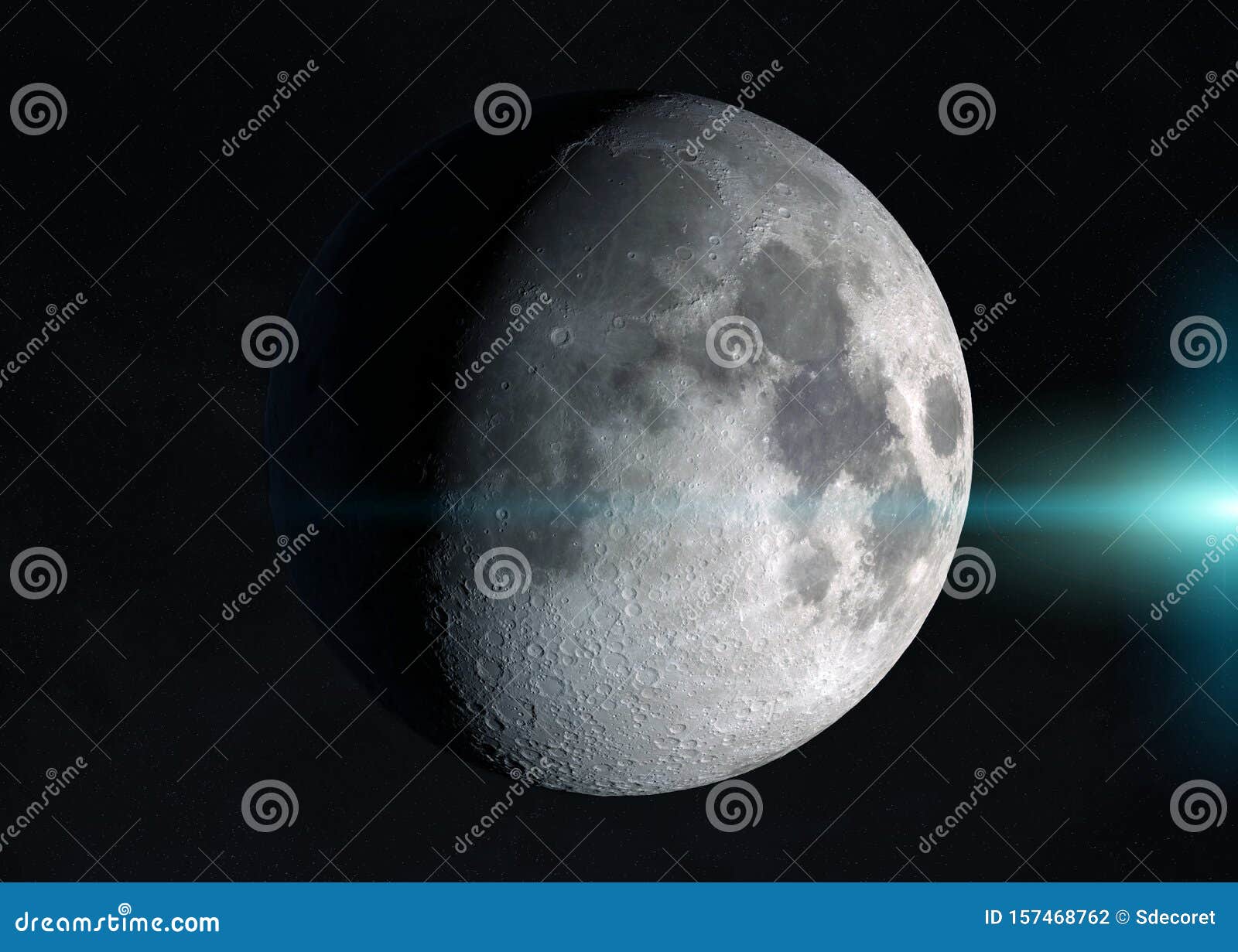 View of an Half Moon in Space with Stars 3D Rendering Elements of this ...