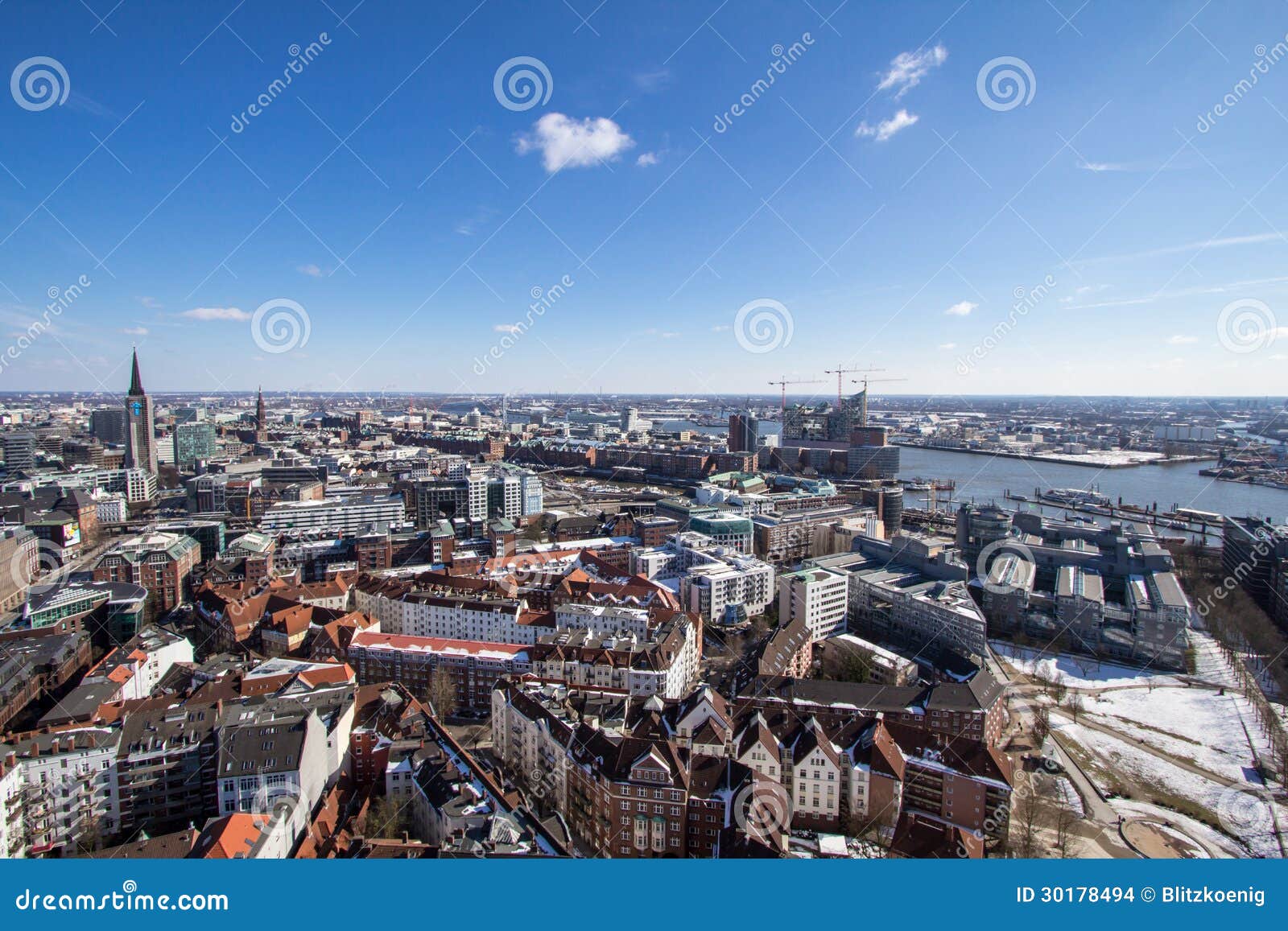 Hamburg, Panorama view stock photo. Image of german, churches - 30178494
