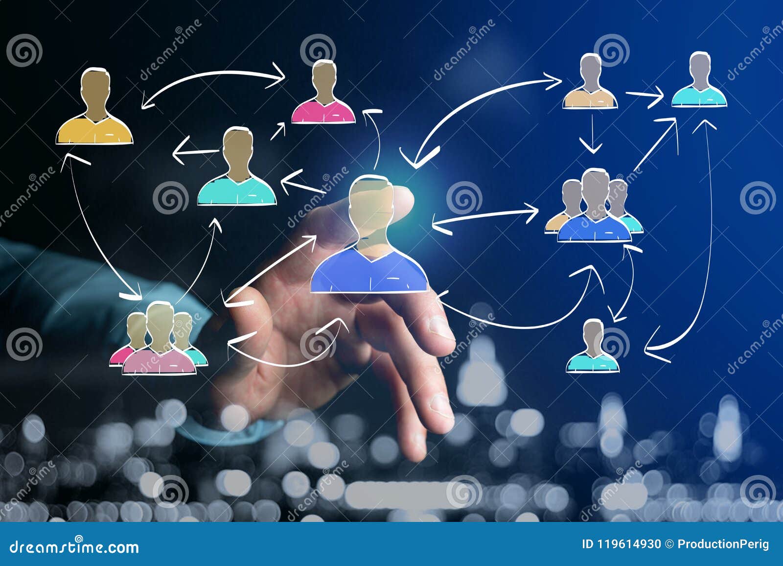 Hand Drawn Network Interaction with Different Group of People on Stock ...