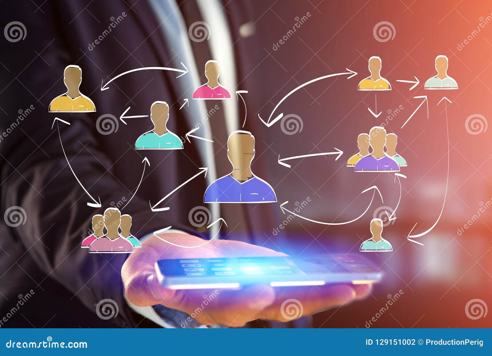 Hand Drawn Network Interaction with Different Group of People on Stock ...