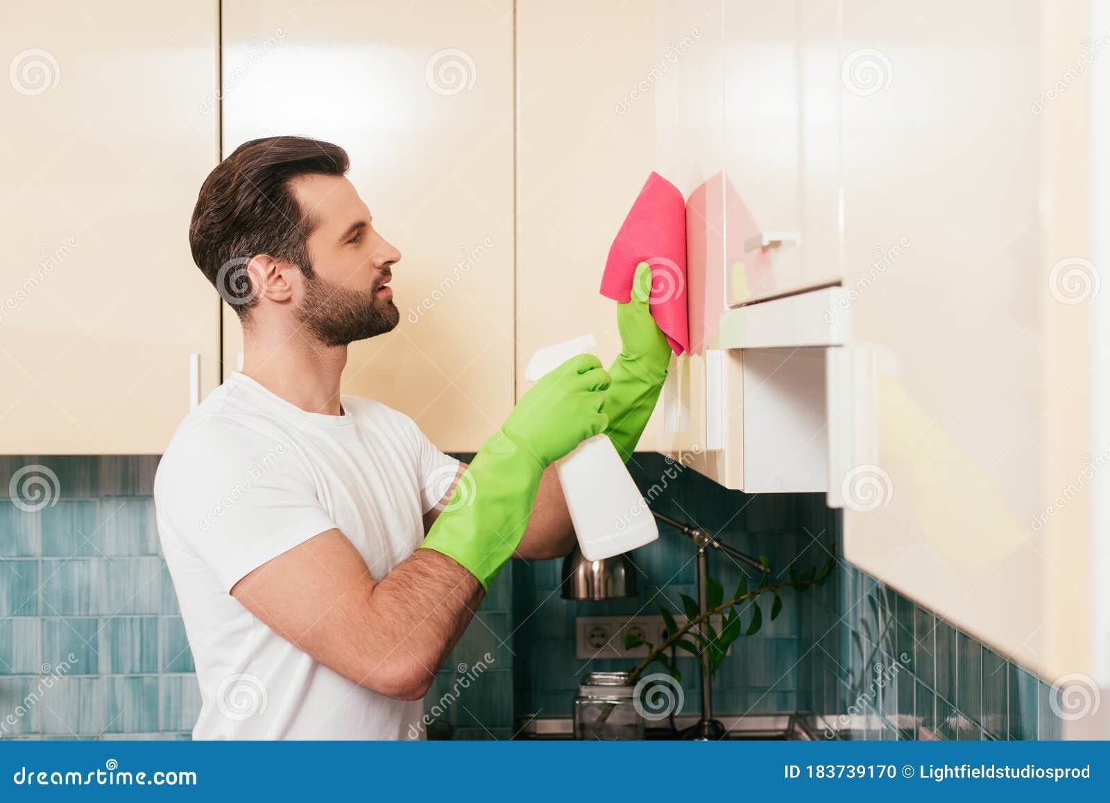 Side View of Handsome Man Using Stock Photo - Image of handsome ...