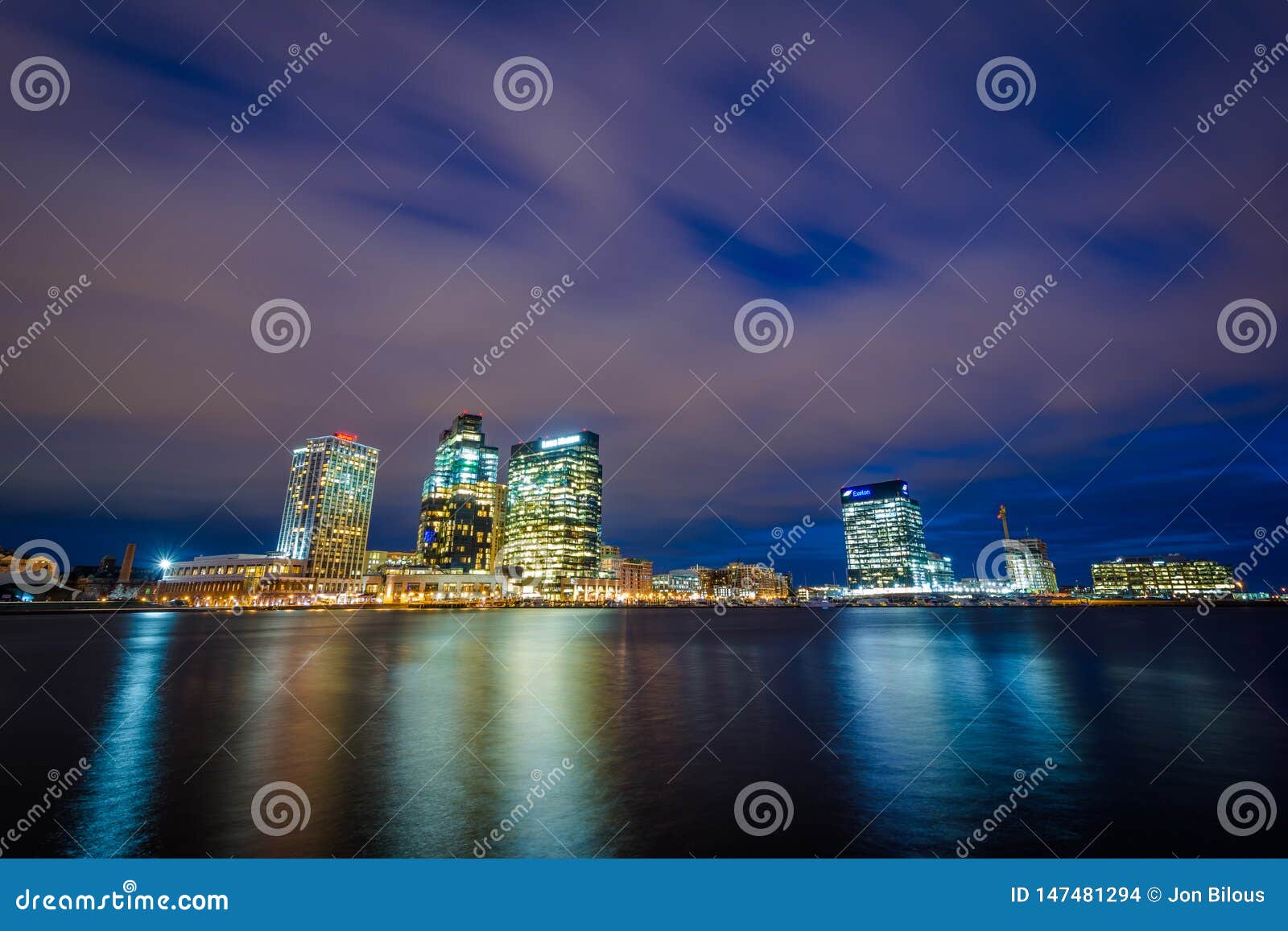 View of Harbor East at Night, in Baltimore, Maryland Editorial Stock ...