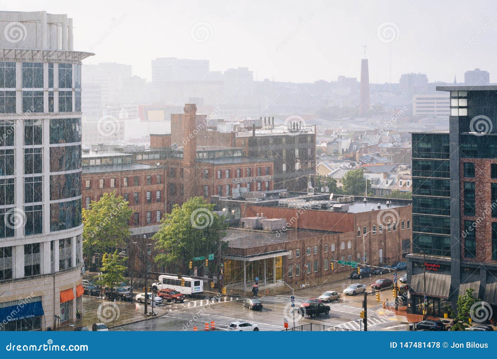 View of Harbor East in the Rain, in Baltimore, Maryland Editorial Stock ...