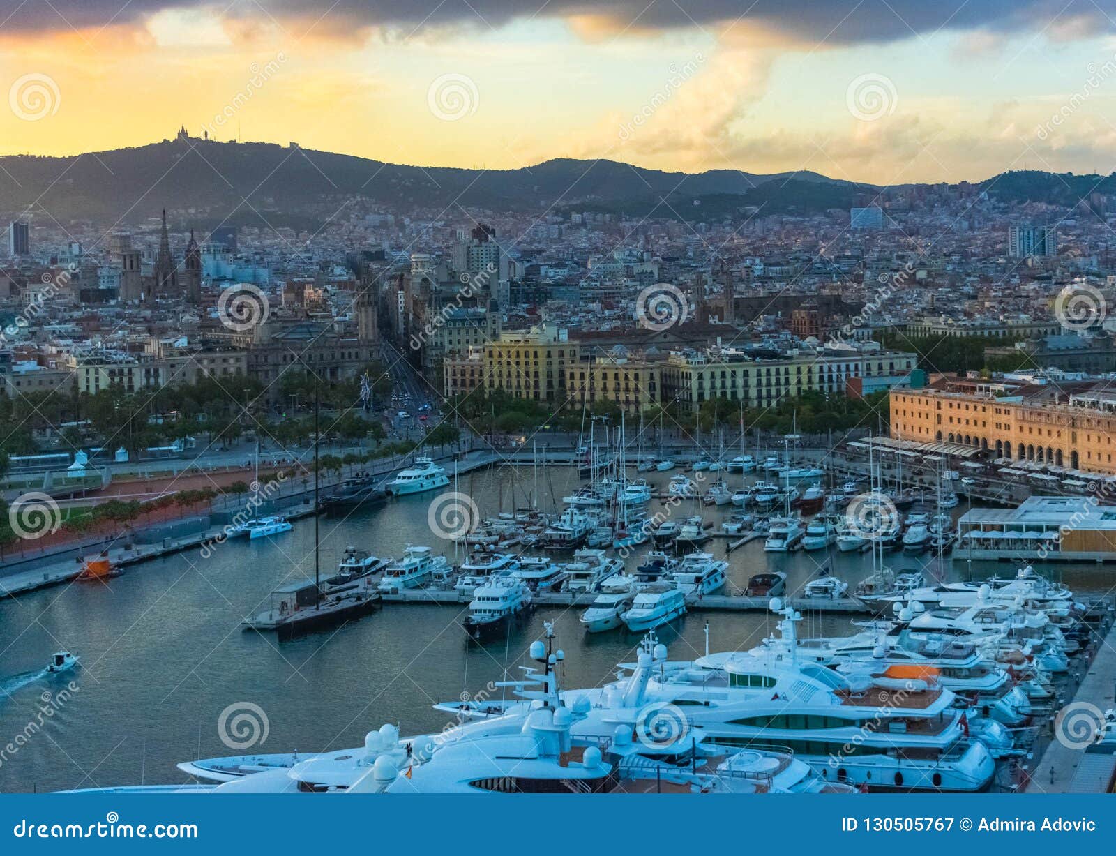 View of the Harbor at Sunset Stock Image - Image of panoramic, outdoor ...