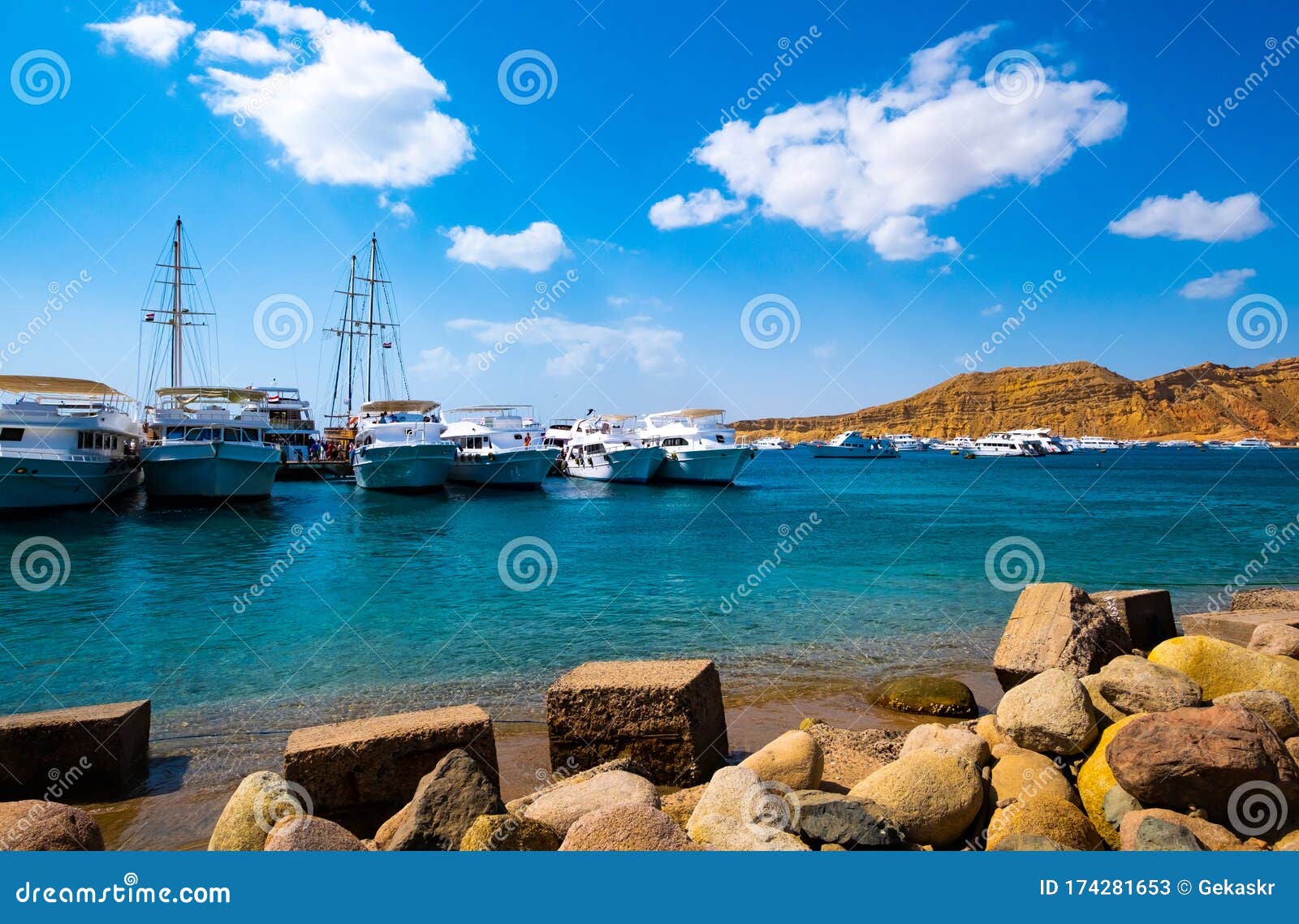 View on Harbor with White Ships Editorial Stock Photo - Image of port ...