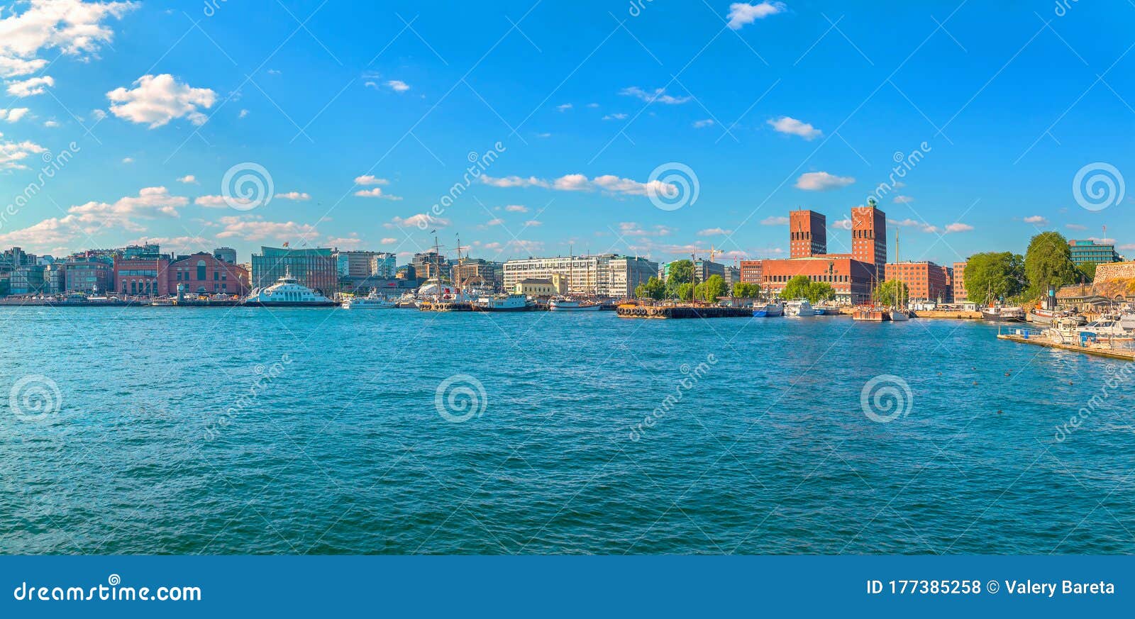 View from Harbour of Coastline and Port in Oslo. Norway Stock Photo ...