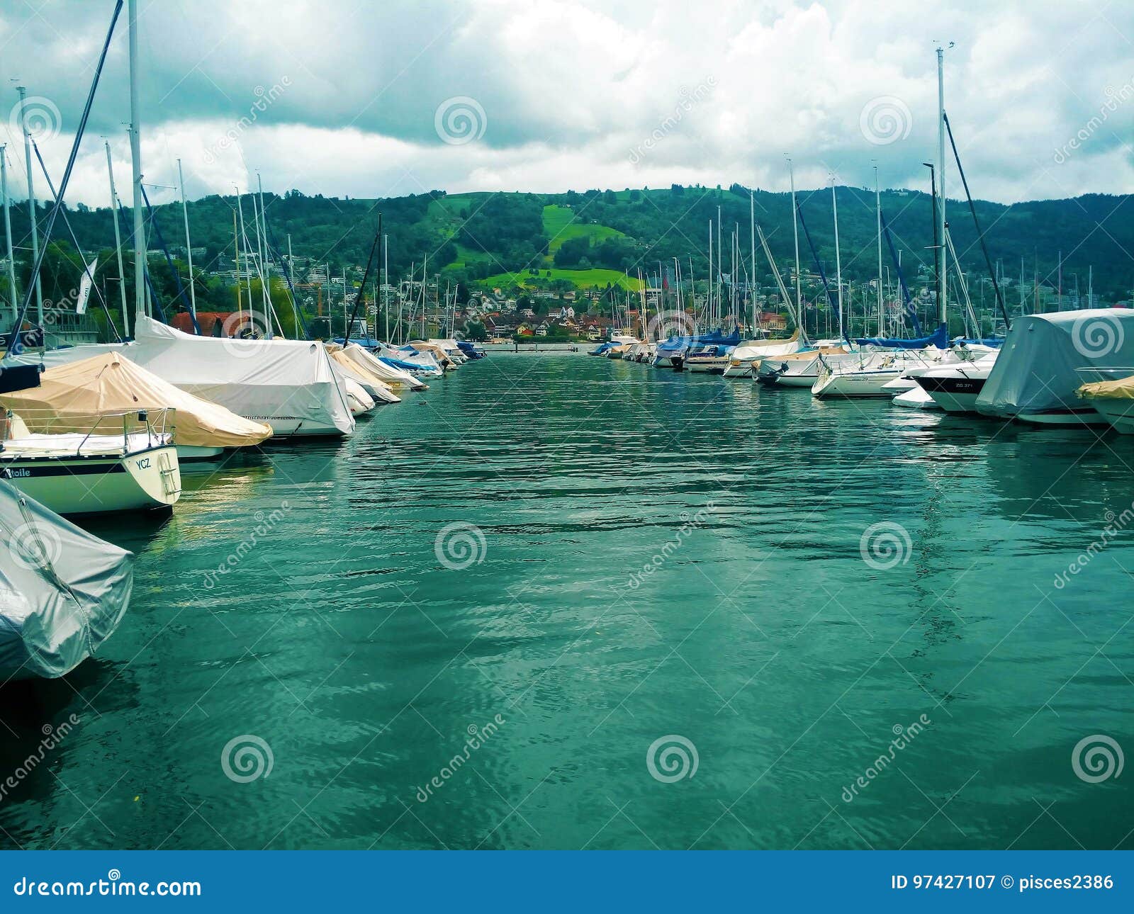 View on the Harbour of Lake Zug Stock Image - Image of natural, city ...