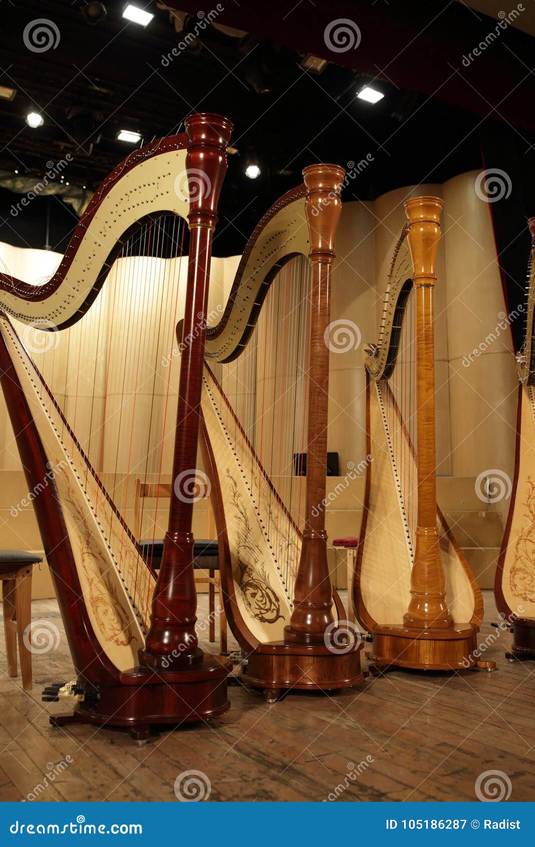 Harp on stage editorial photography. Image of royal - 105186287